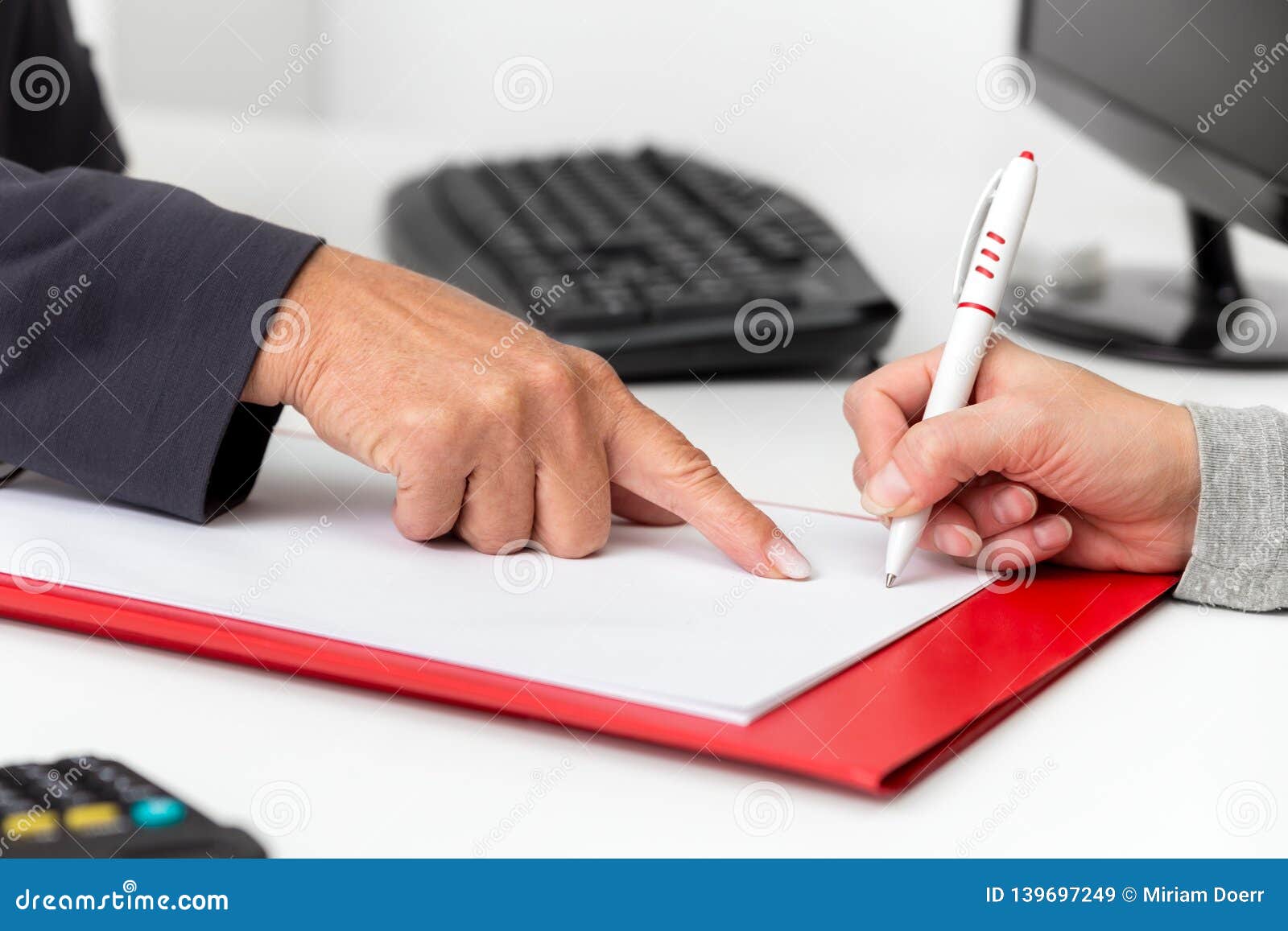Contract Closing in a Business Office, Signature on a Empty Document ...