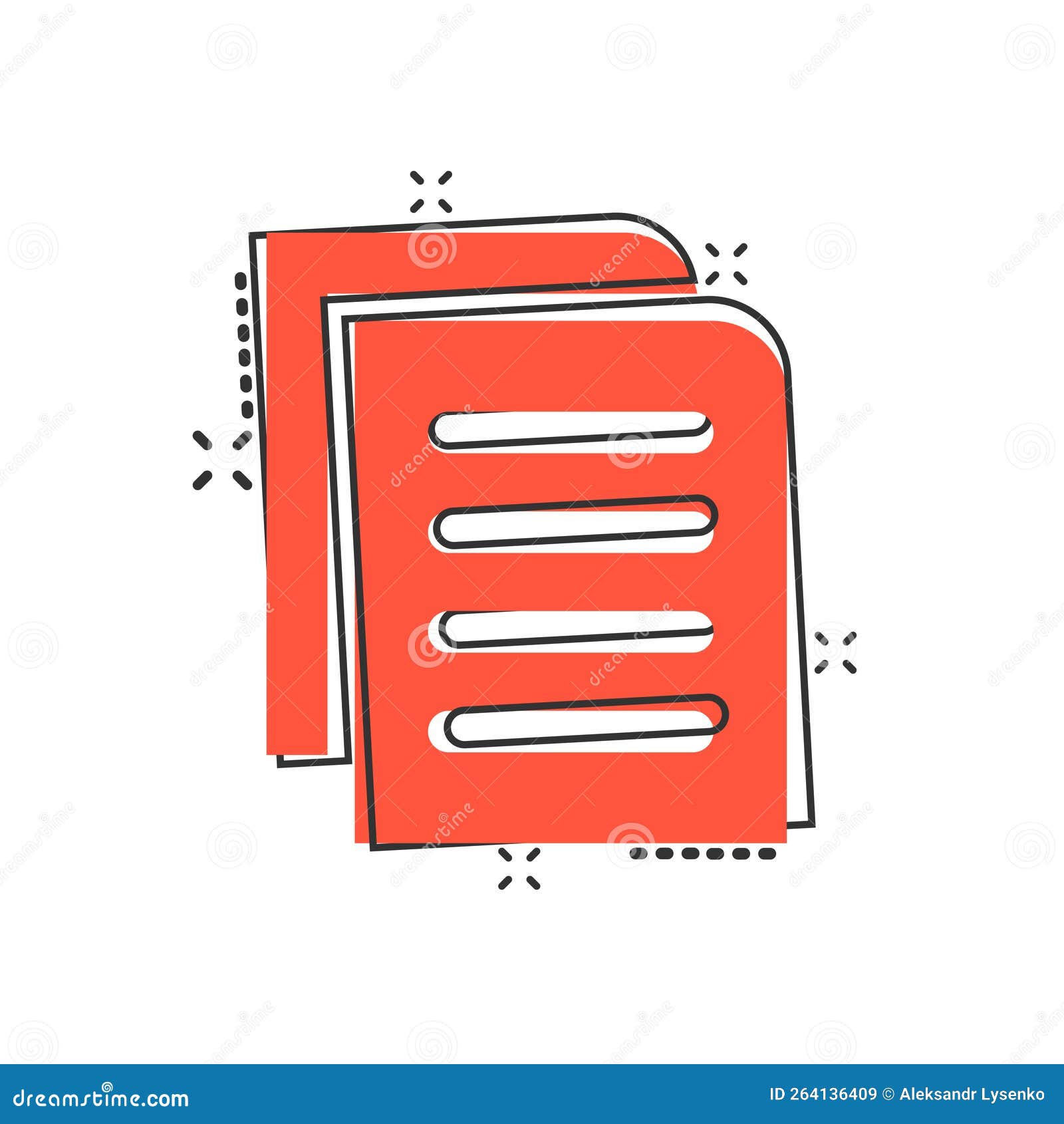 Contract Document Icon in Comic Style. Report Folder Stamp Cartoon ...