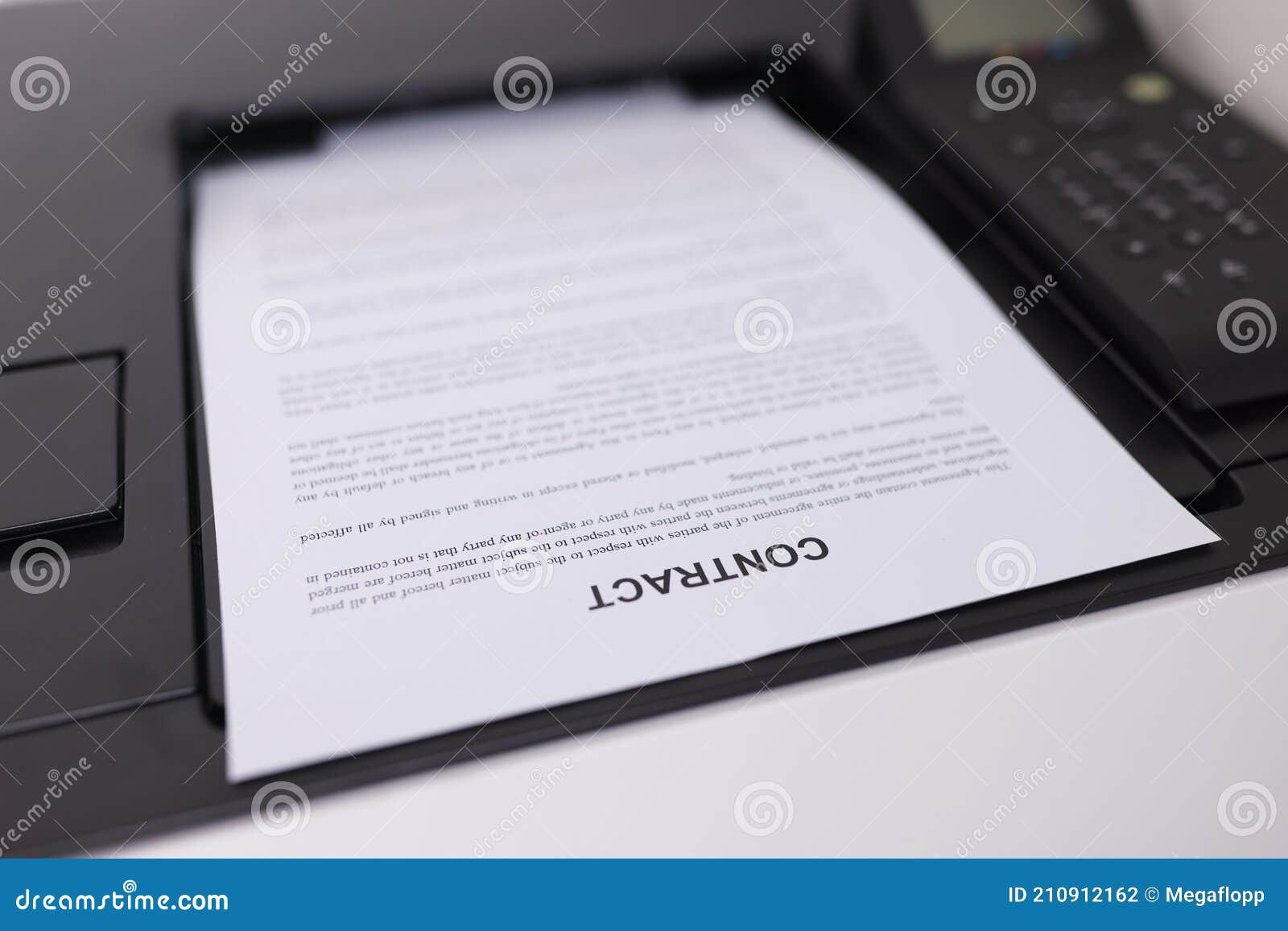Contract Document is Printing on Printer Closeup Stock Photo - Image of ...