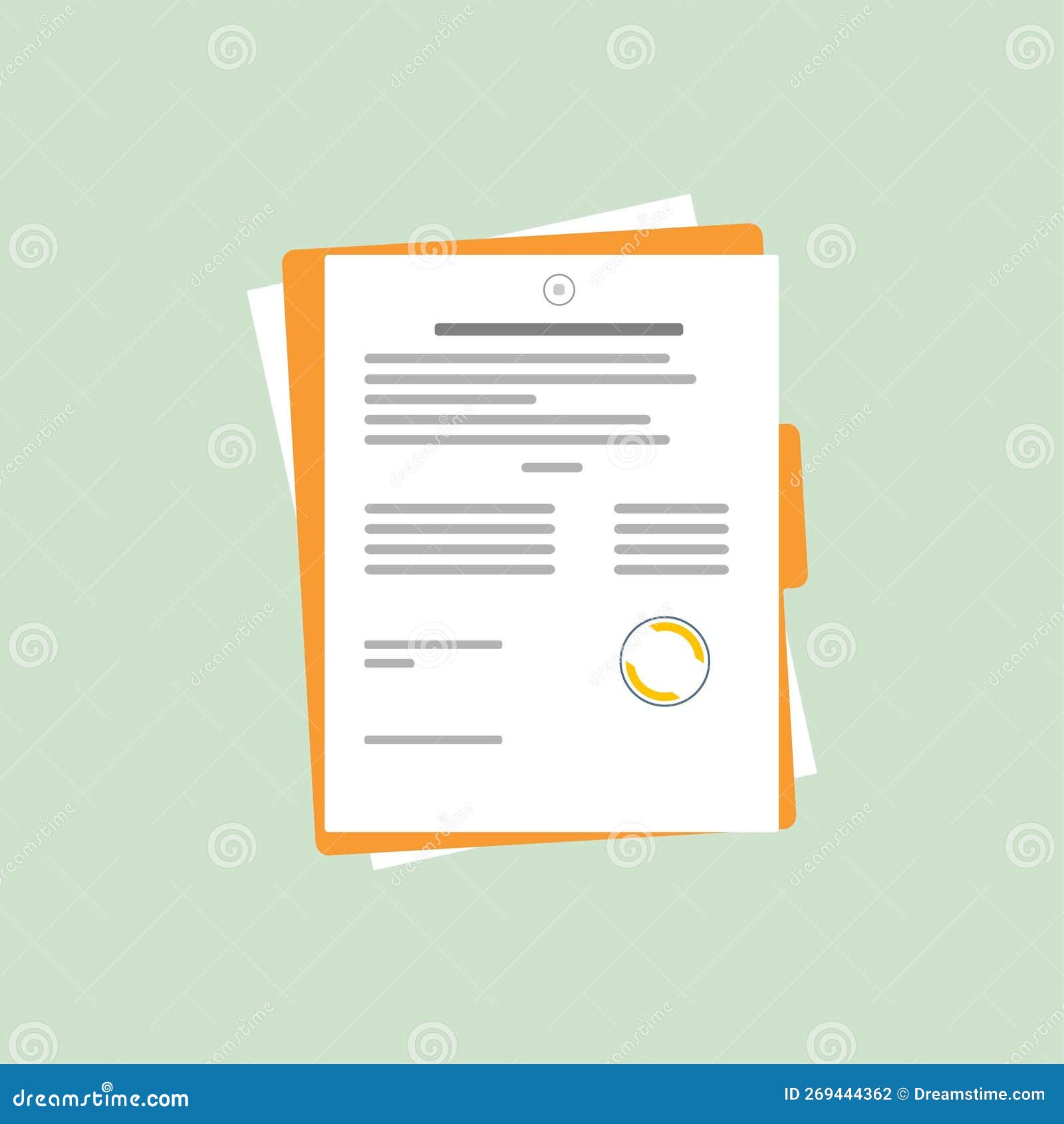 Contract or Document Signing Icon. Document, Folder with Stamp and Text ...