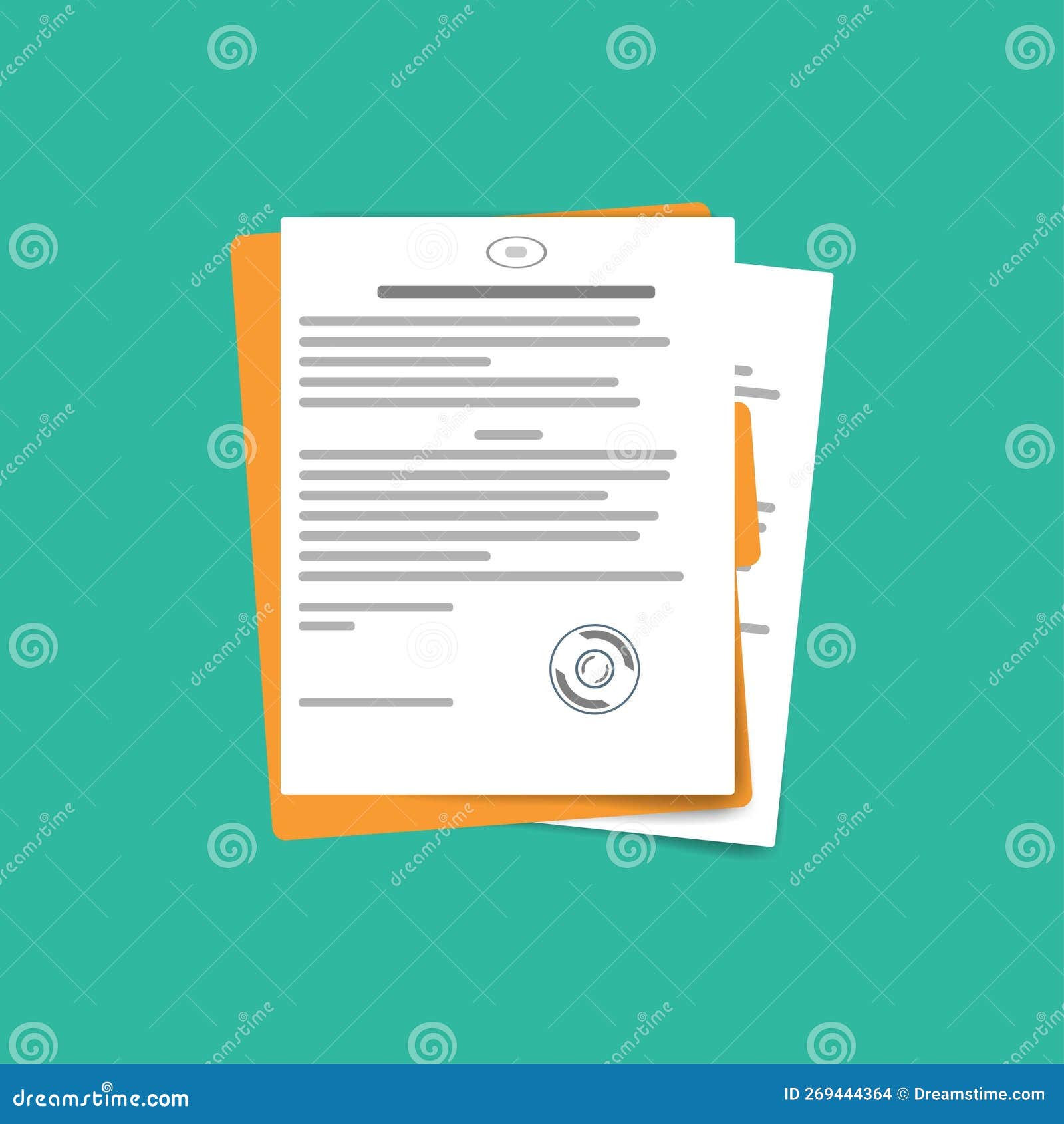 Contract or Document Signing Icon. Document, Folder with Stamp and Text ...