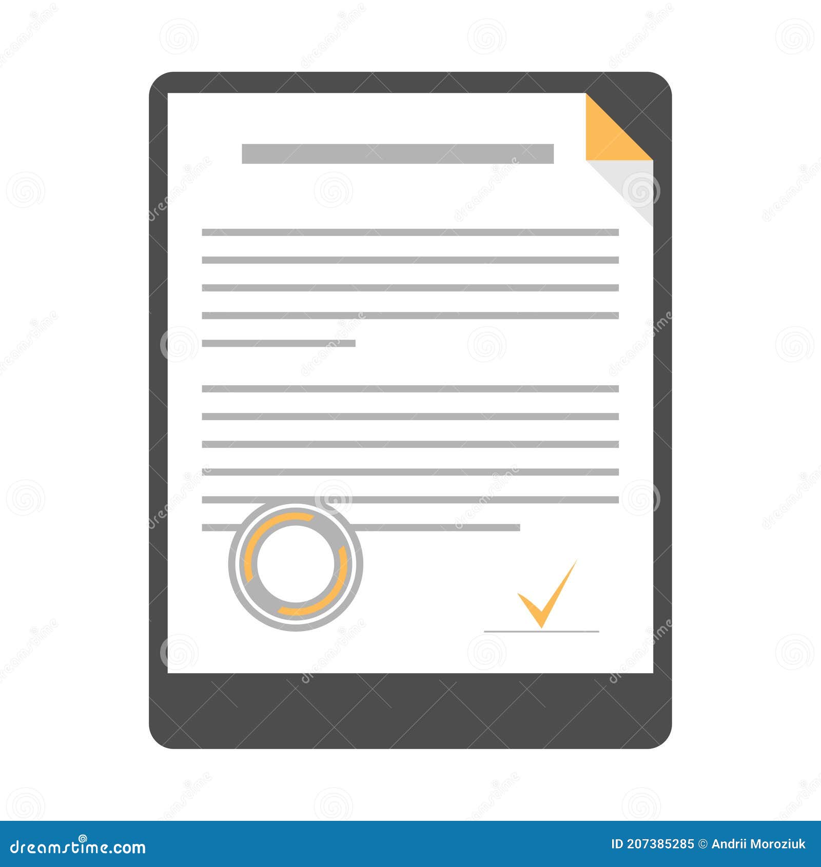 Contract or Document Signing Icon. Document Folder with Seal and Text ...
