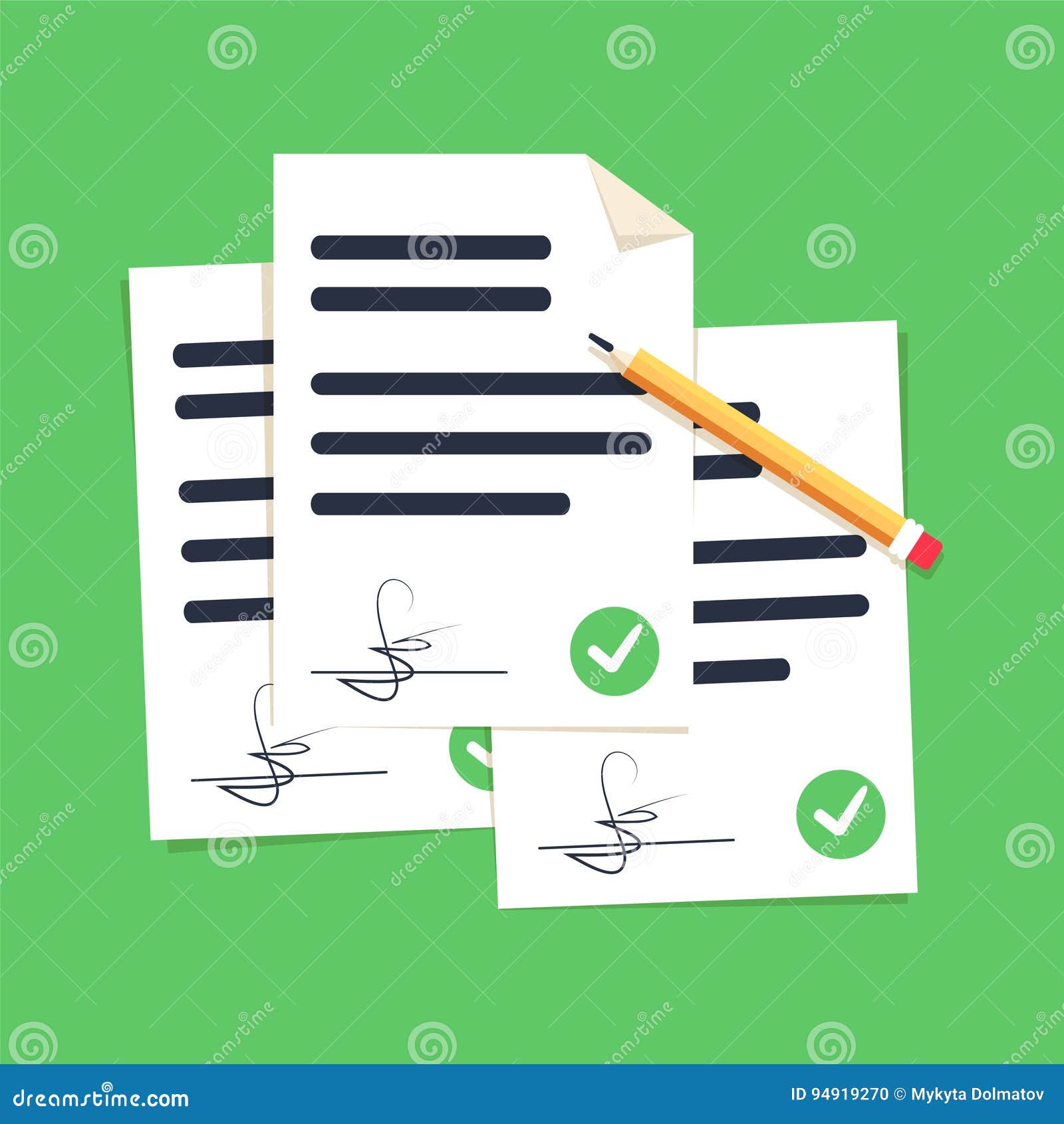 Contract Documents Pile Vector Illustration, Flat Cartoon Stack of ...