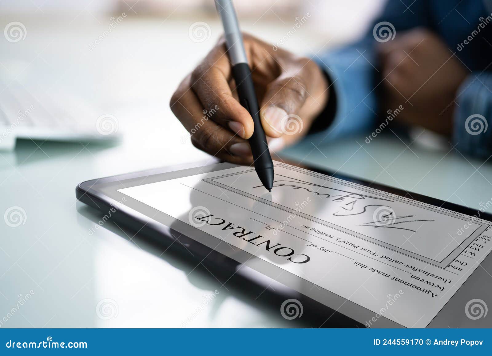 Contract E Signature. Employee Signing Stock Photo - Image of contract ...