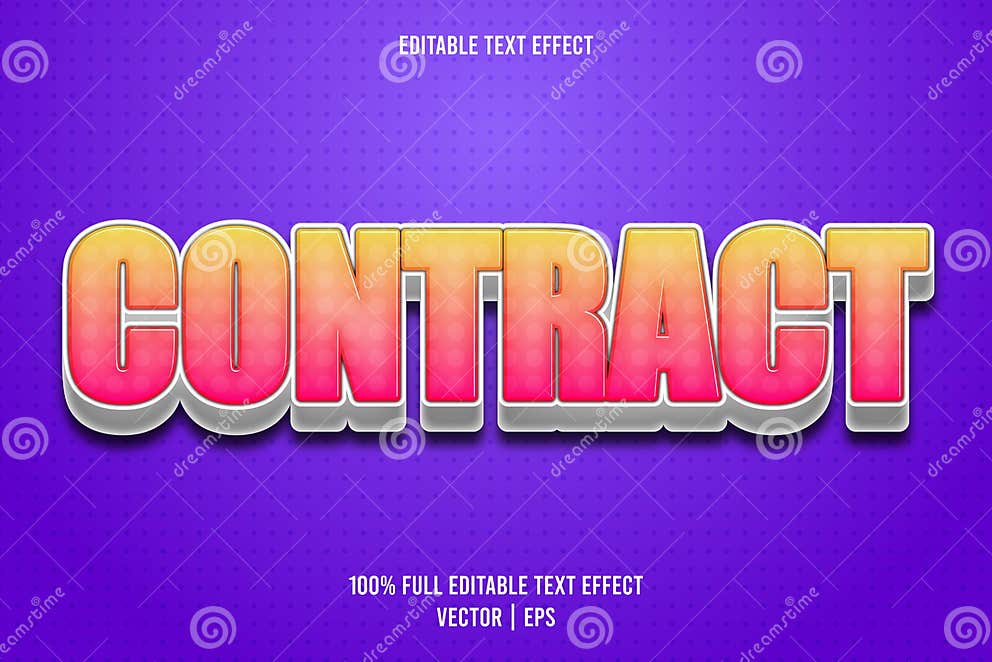 Contract Editable Text Effect Cartoon Style Stock Vector - Illustration ...