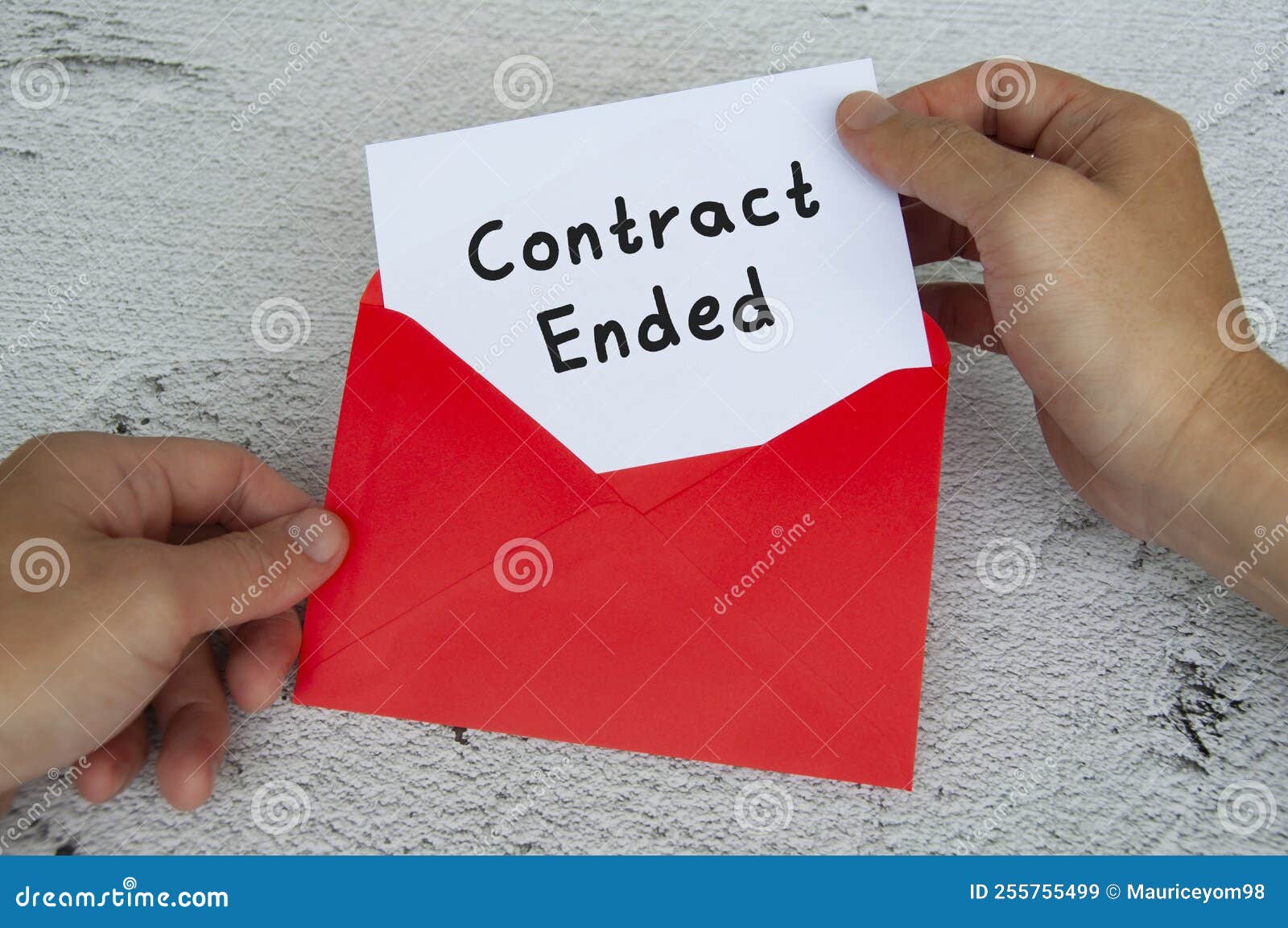 Contract Ended Text on White Notepad with Red Envelope Background ...
