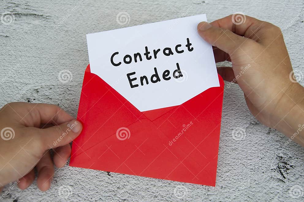 Contract Ended Text on White Notepad with Red Envelope Background ...