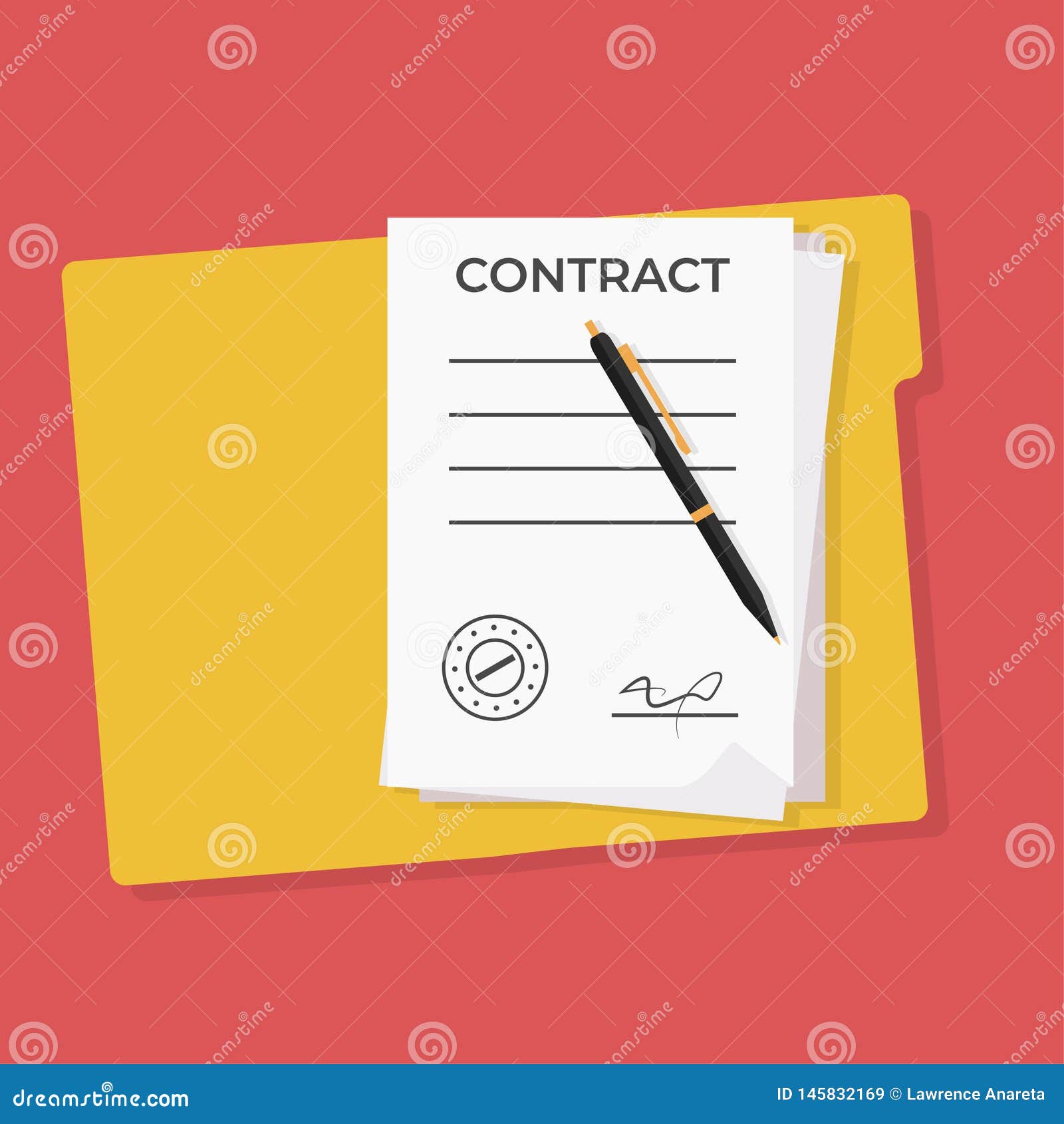 Contract with Folder Vector Illustration Stock Vector - Illustration of ...