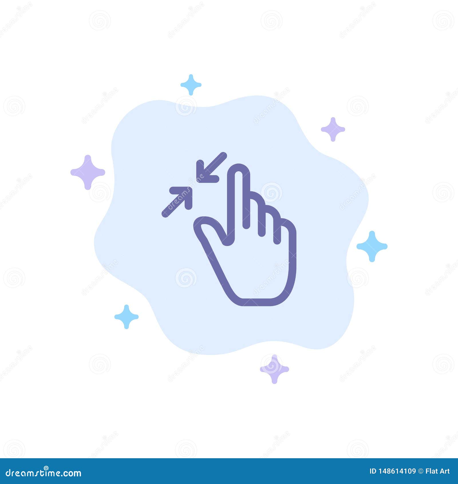 Contract, Gestures, Interface, Pinch, Touch Blue Icon on Abstract Cloud ...