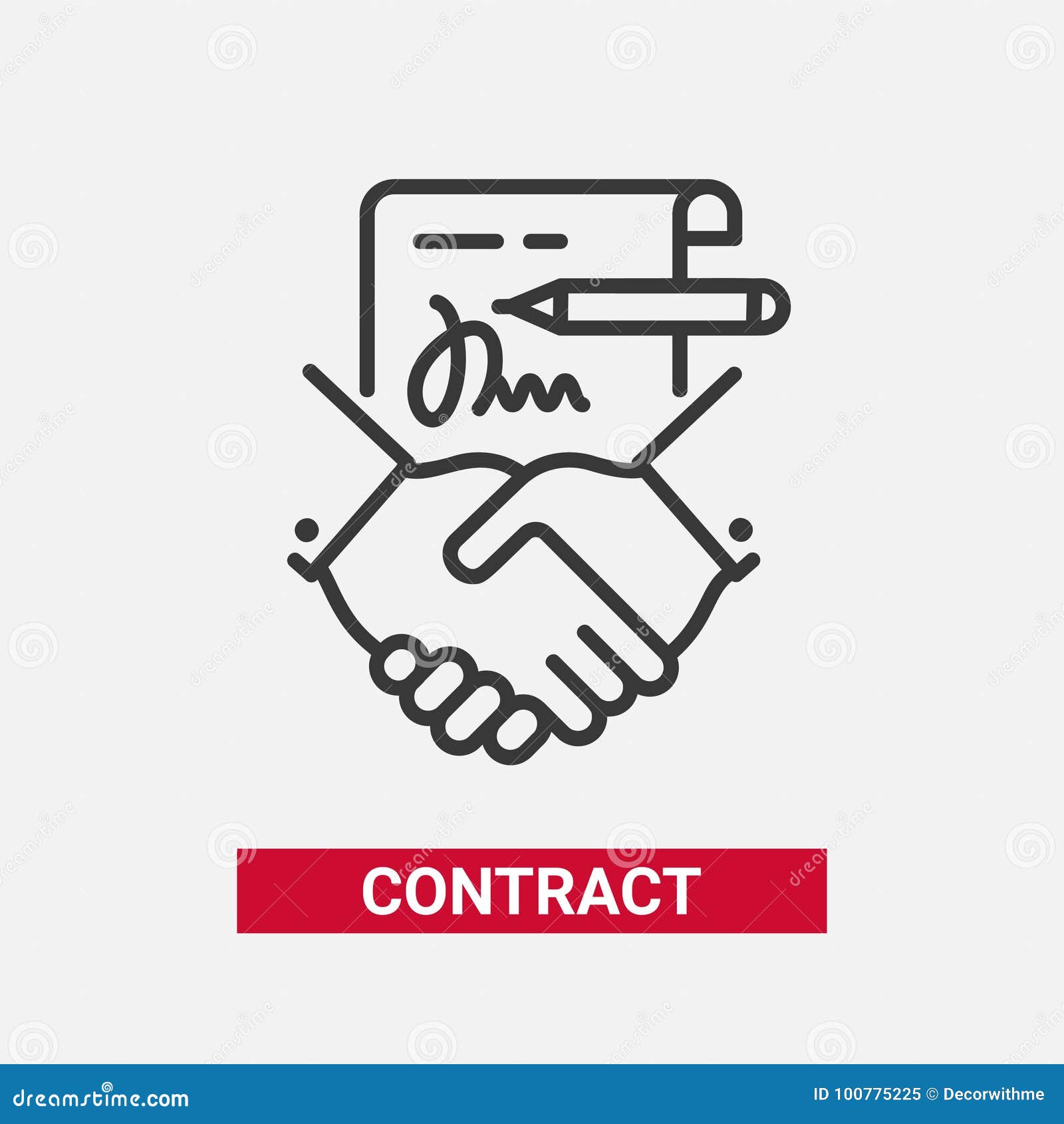 Contract - Het Moderne Vector Enige Pictogram Van Het Lijnontwerp ...