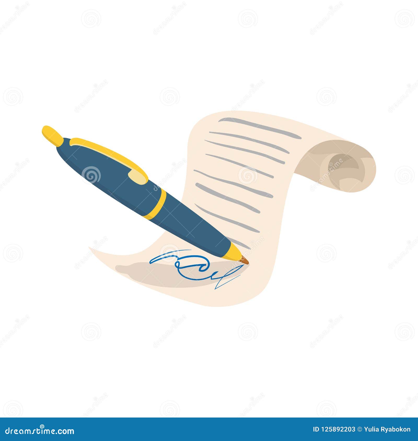 Contract Icon, Cartoon Style Stock Illustration - Illustration of legal ...