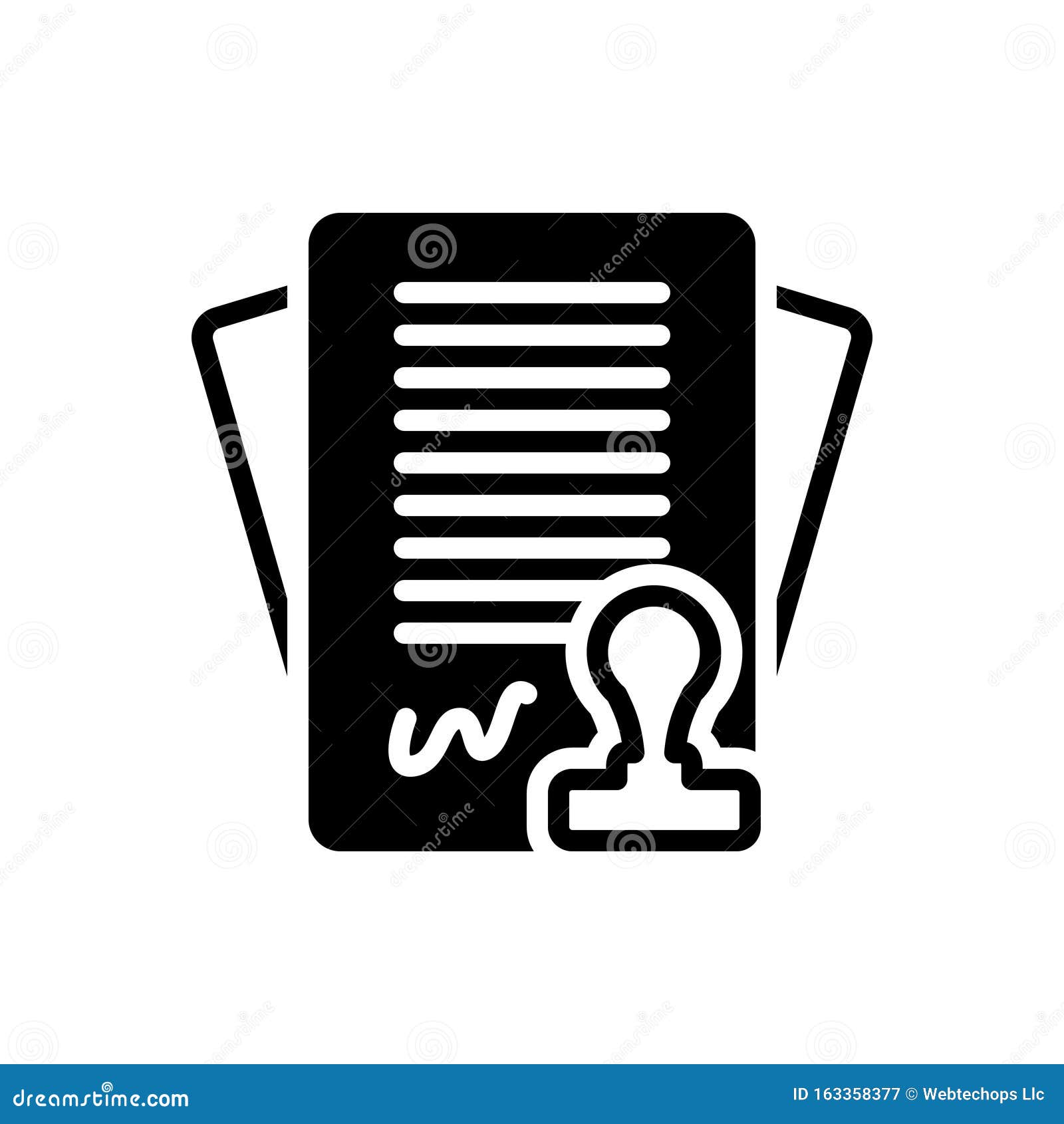 Black Solid Icon for Contract, Settlement and Bond Stock Vector ...