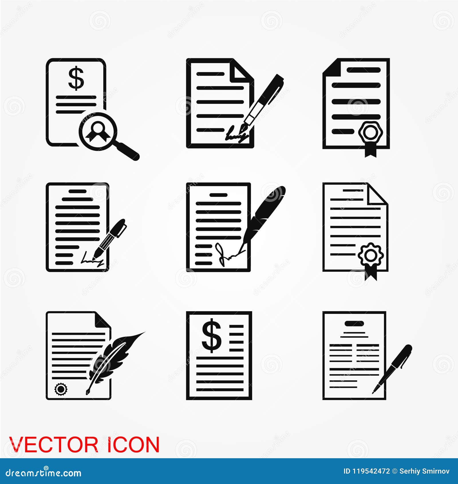 Contract icon vector stock illustration. Illustration of accord - 119542472