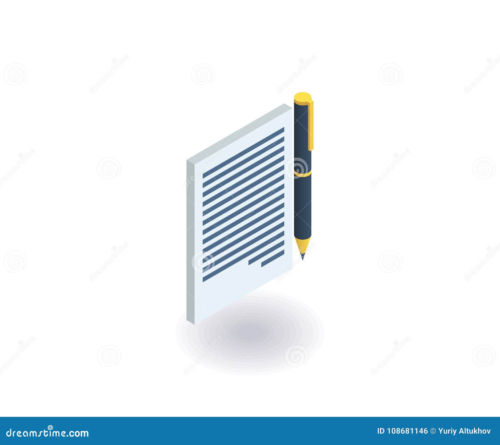Contract Icon. Vector Illustration in Flat Isometric 3D Style Stock ...