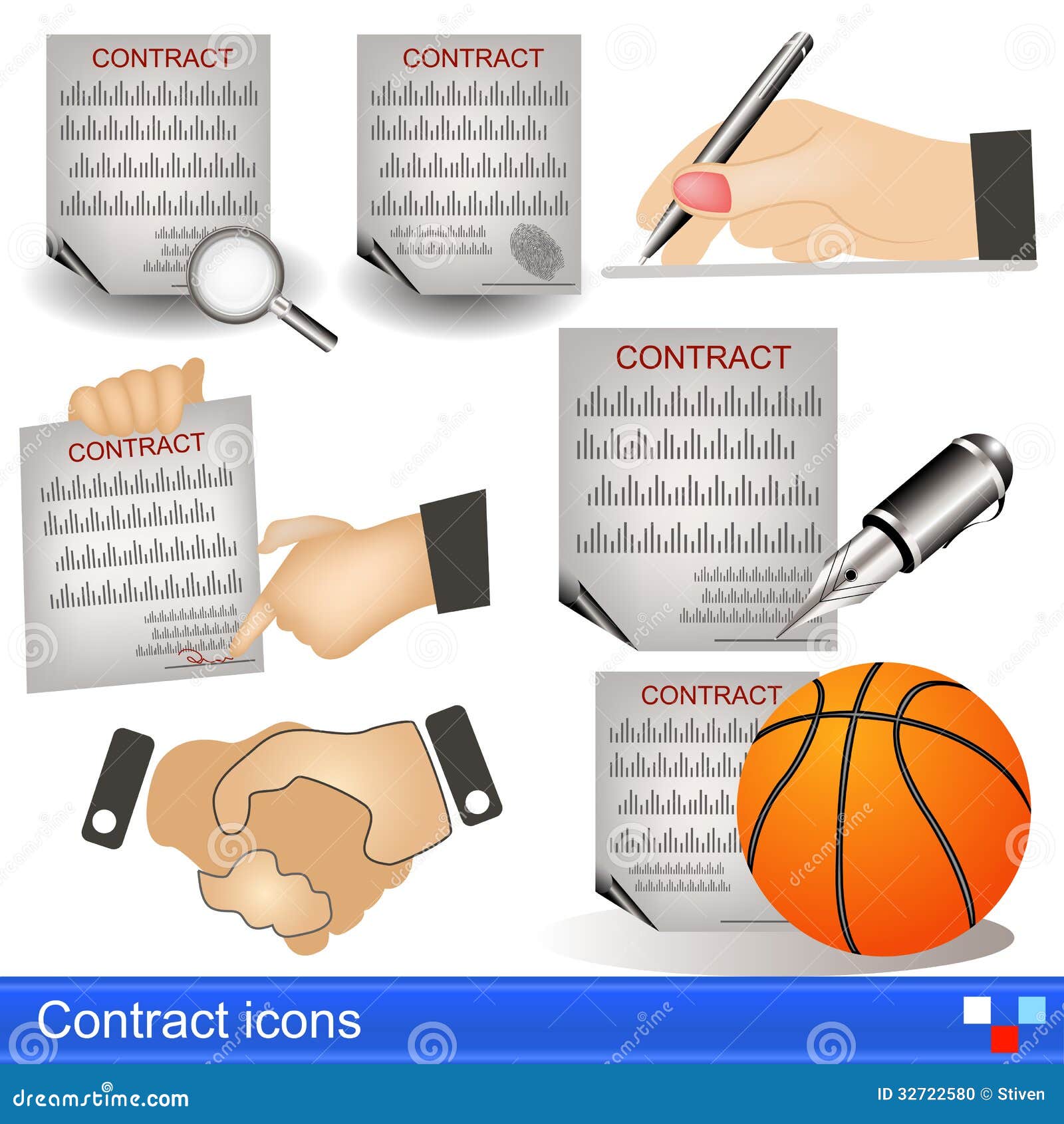 Contract icons stock vector. Illustration of bank, vector - 32722580