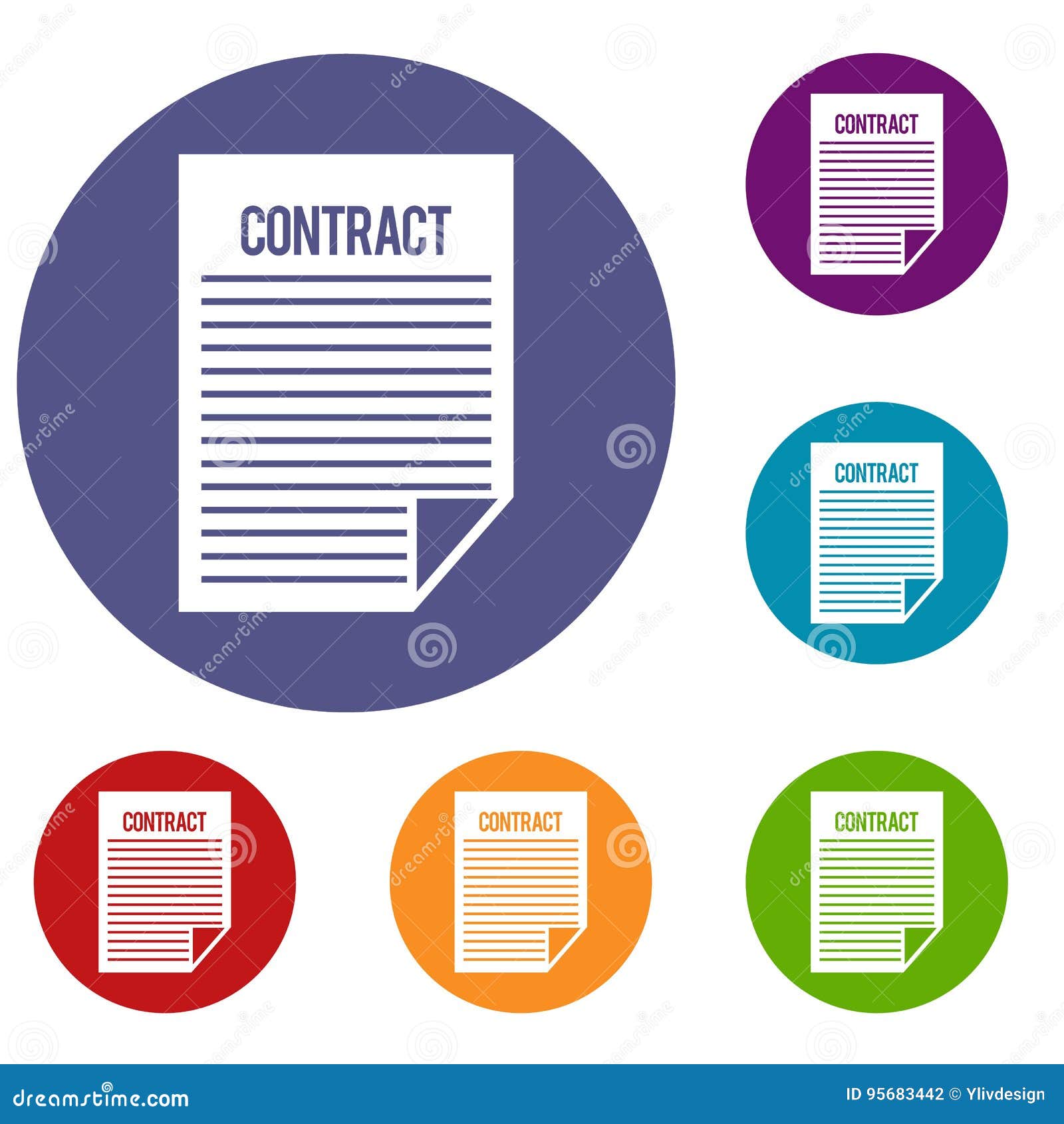 Contract icons set stock vector. Illustration of agreement - 95683442