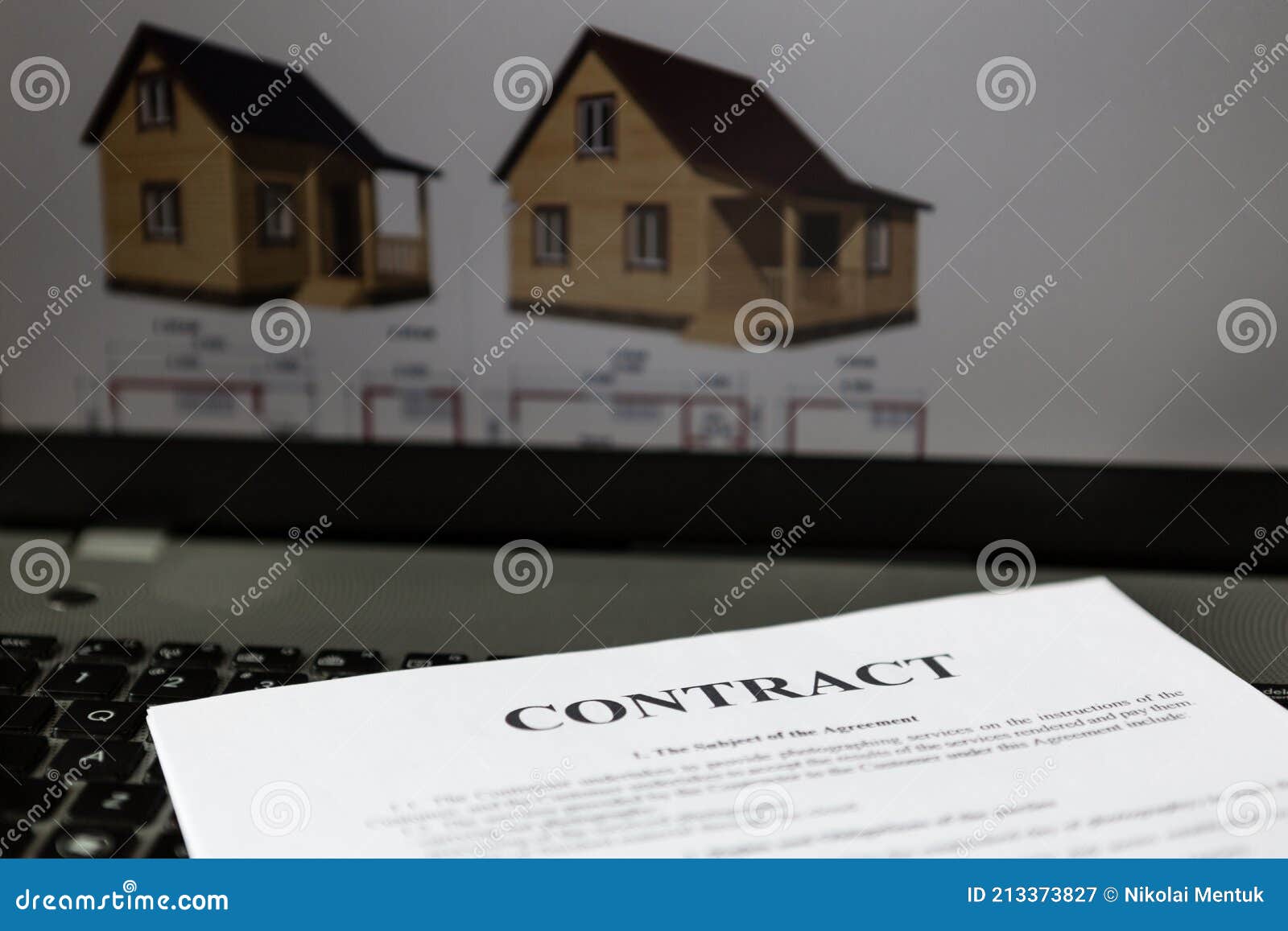 The Contract is on the Laptop. on the Screen is a Drawing of the Future ...