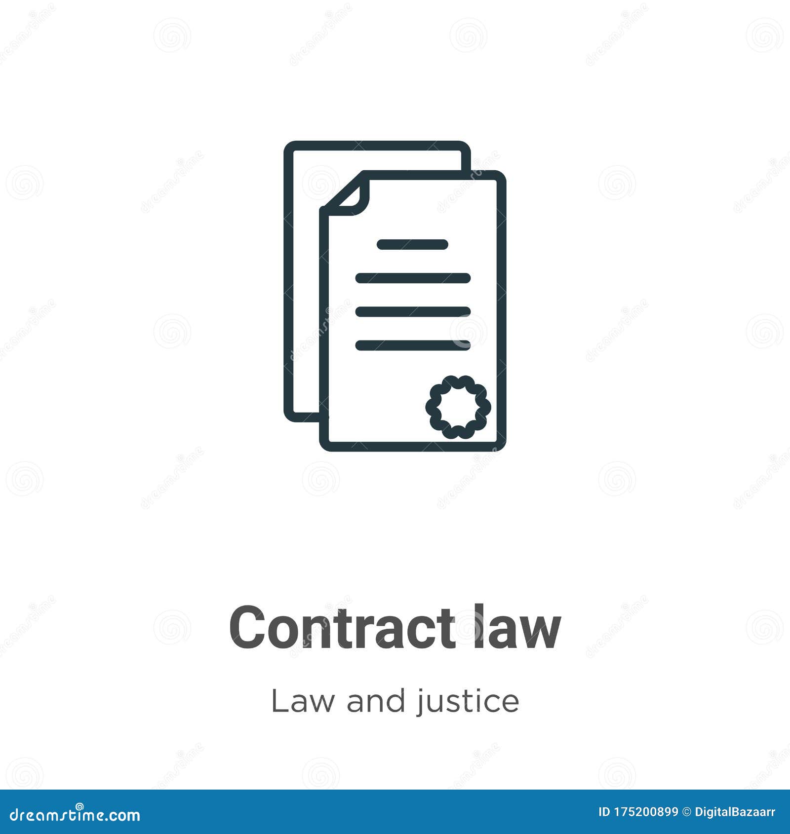 Contract Law Outline Vector Icon. Thin Line Black Contract Law Icon ...