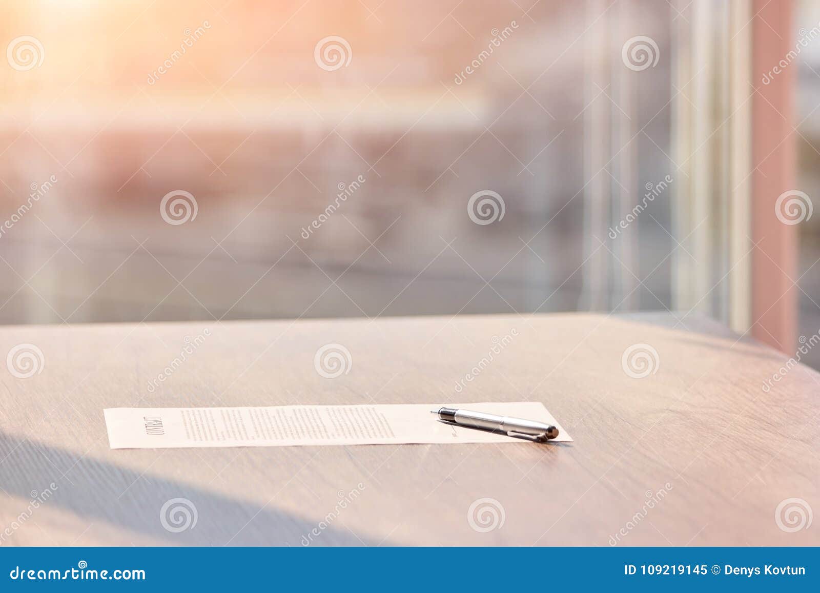 Contract Paper Sheet and Pen on the Table. Stock Image - Image of ...