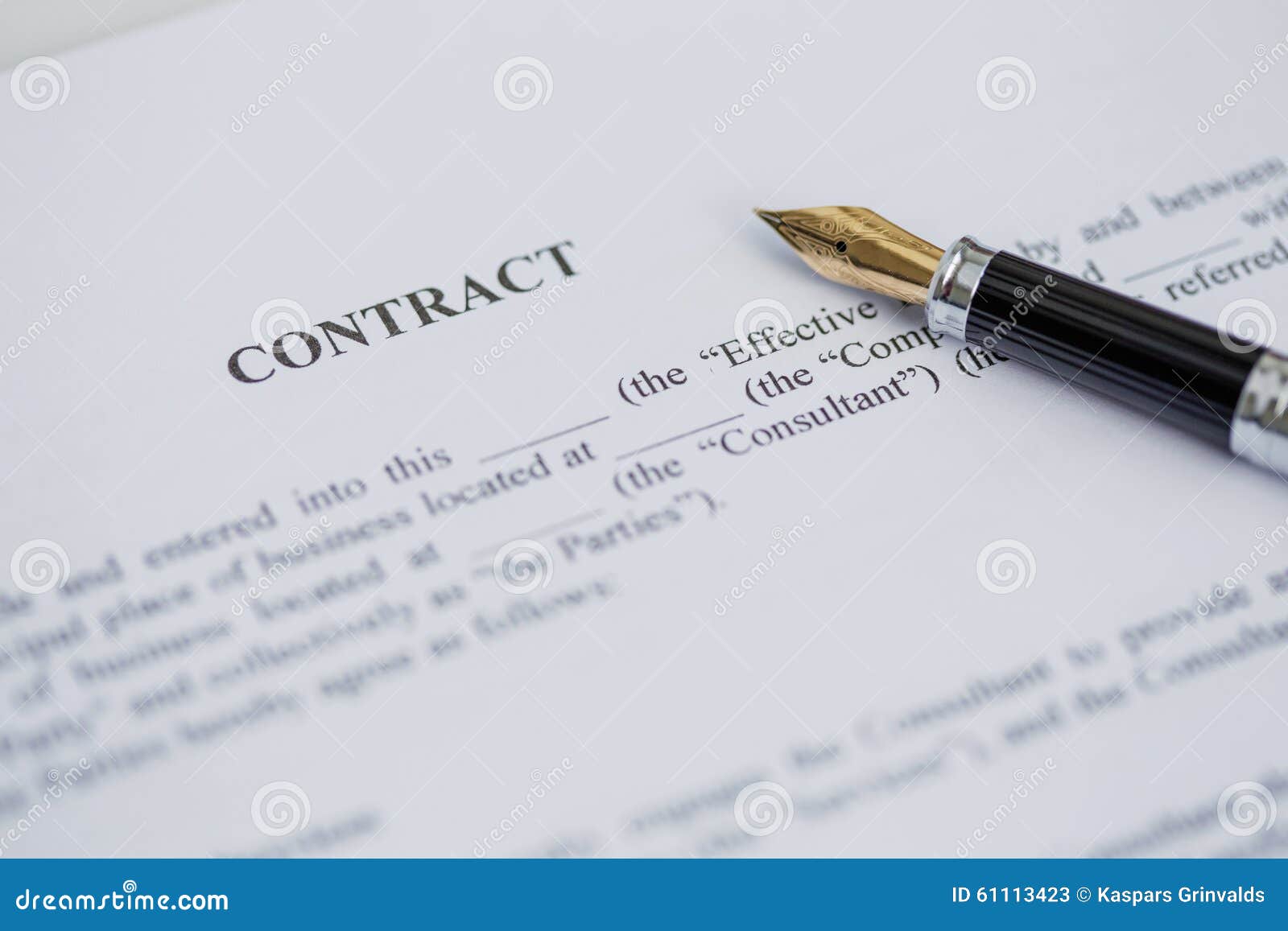 Contract and pen stock image. Image of professional, agree - 61113423