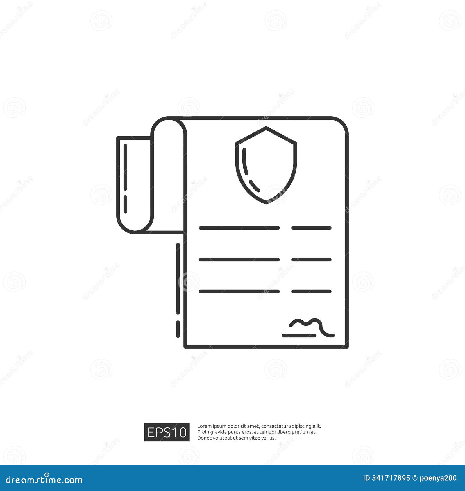 Contract Protection , a Document with a Shield Symbol, Vector Icon ...