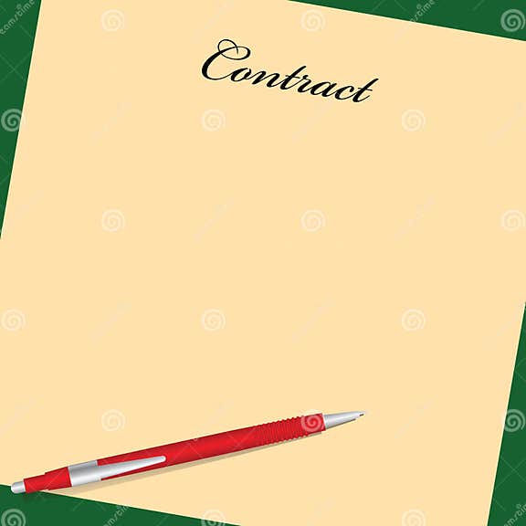 Contract and red pen stock vector. Illustration of system - 32463315