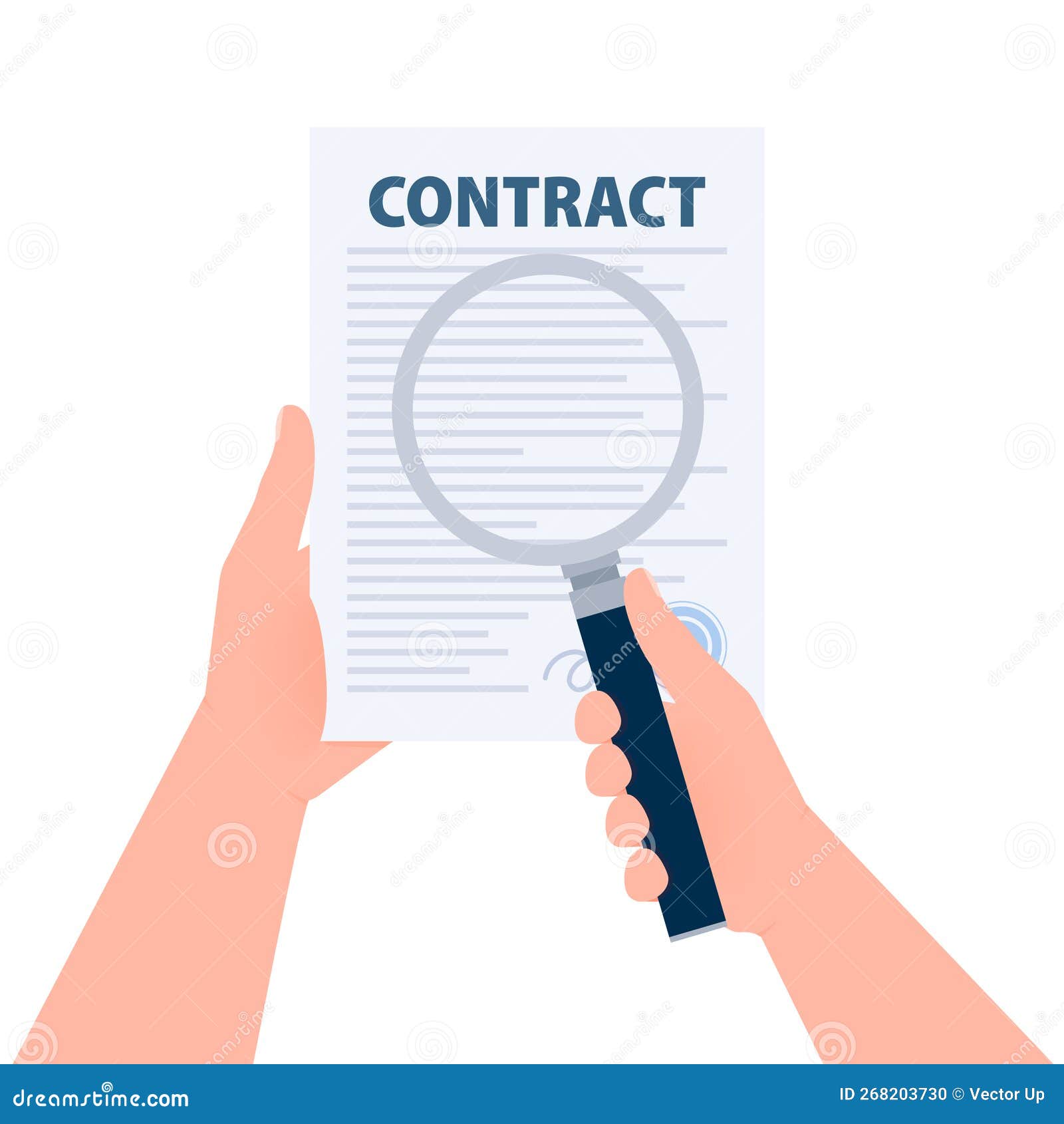 Contract Review Document Form. Sign Contract. Vector Illustration ...