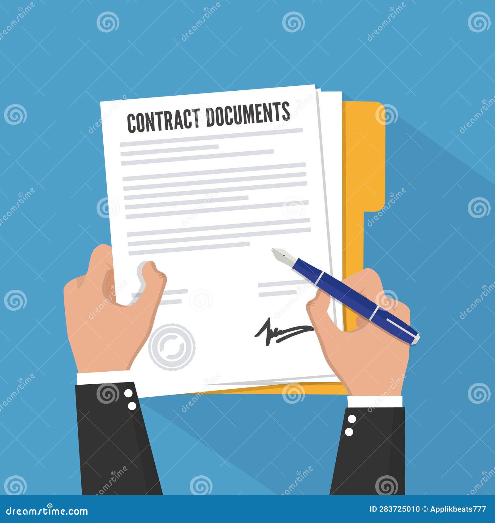 Contract Signing. Flat Style Stock Vector - Illustration of business ...