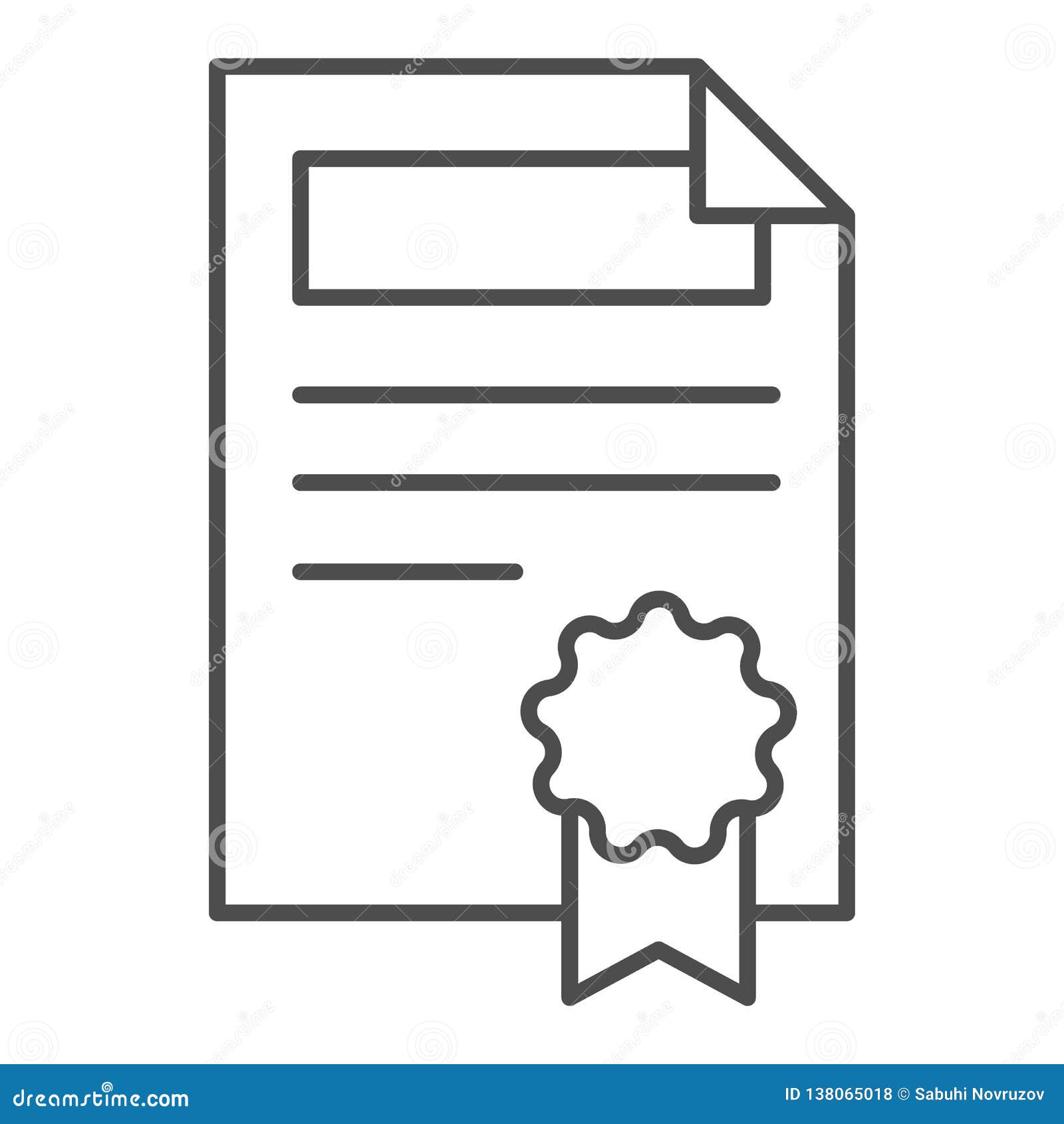 Contract Thin Line Icon. Document with Stamp Vector Illustration Isolated on White Stock Vector ...