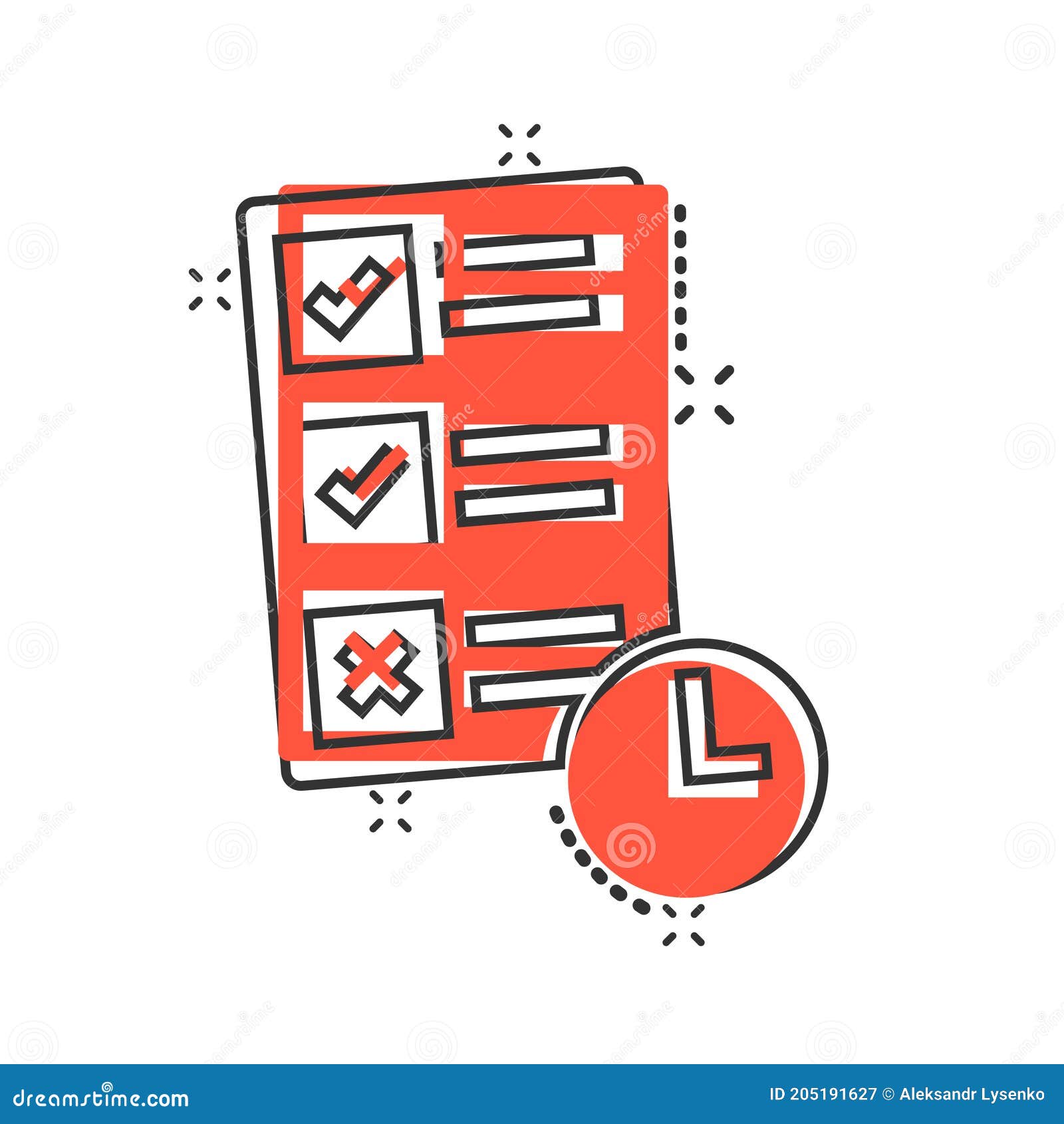 Contract Time Icon in Comic Style. Document with Clock Cartoon Vector ...