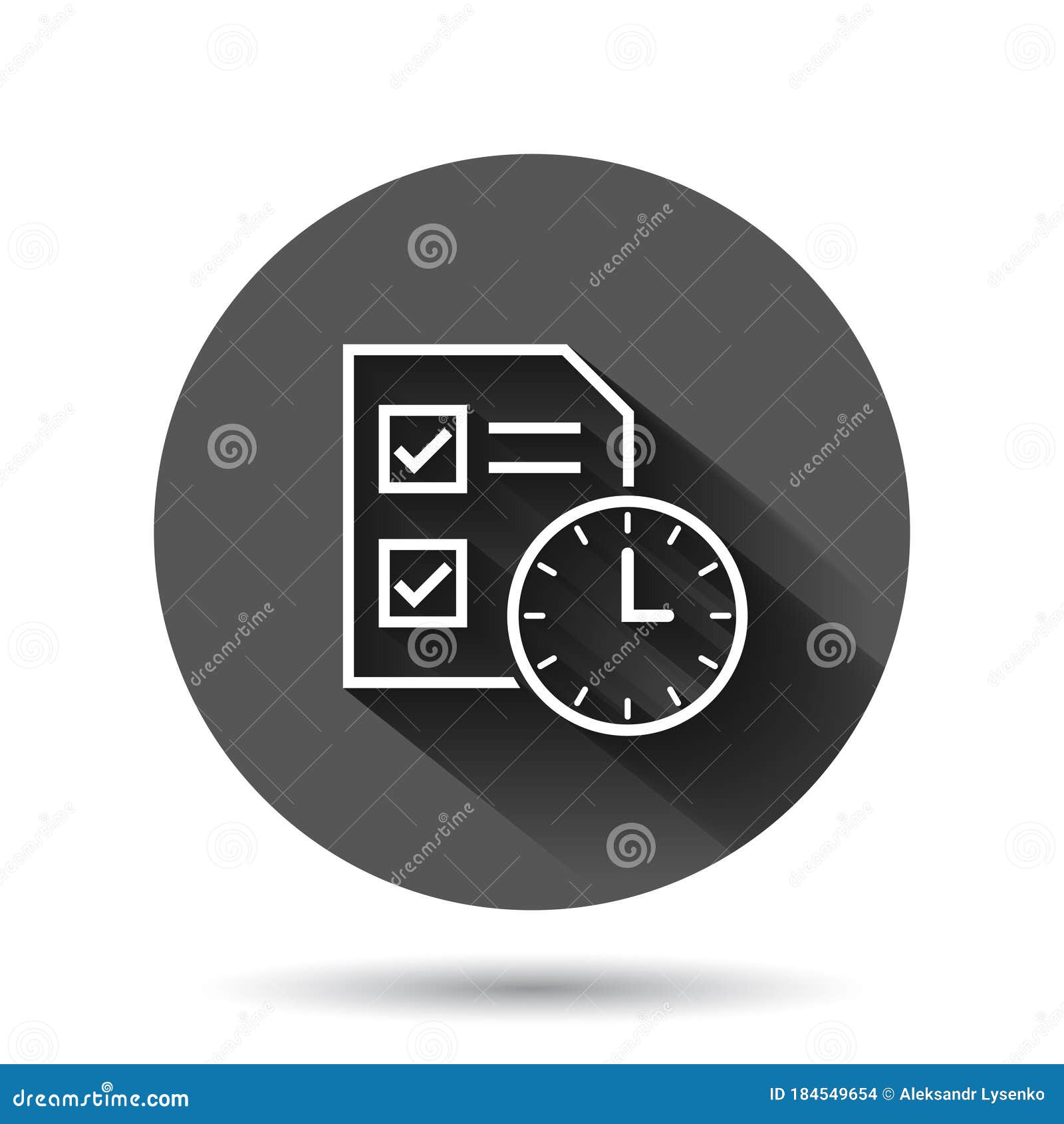 Contract Time Icon in Flat Style. Document with Clock Vector ...