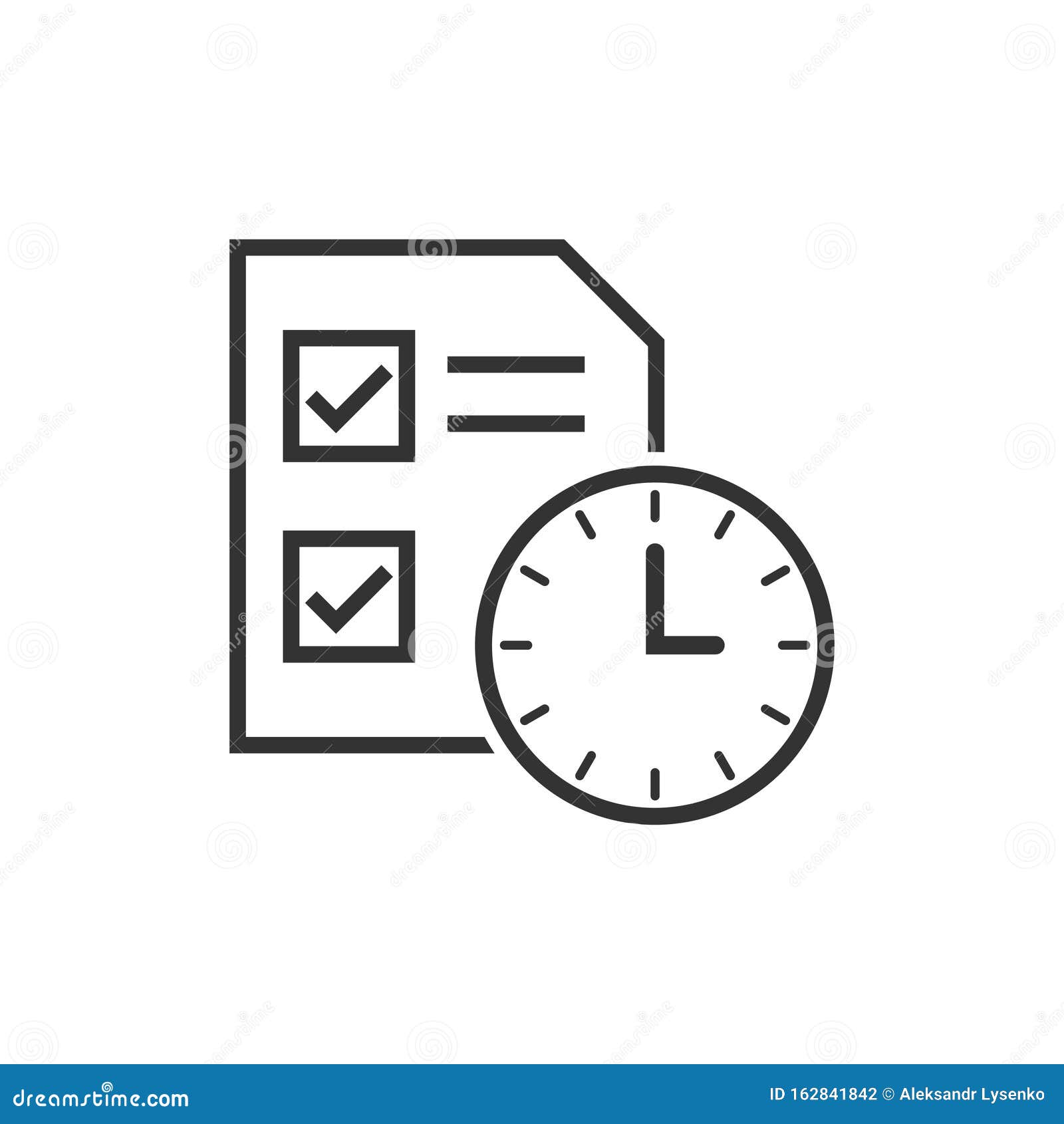 Contract Time Icon in Flat Style. Document with Clock Vector ...
