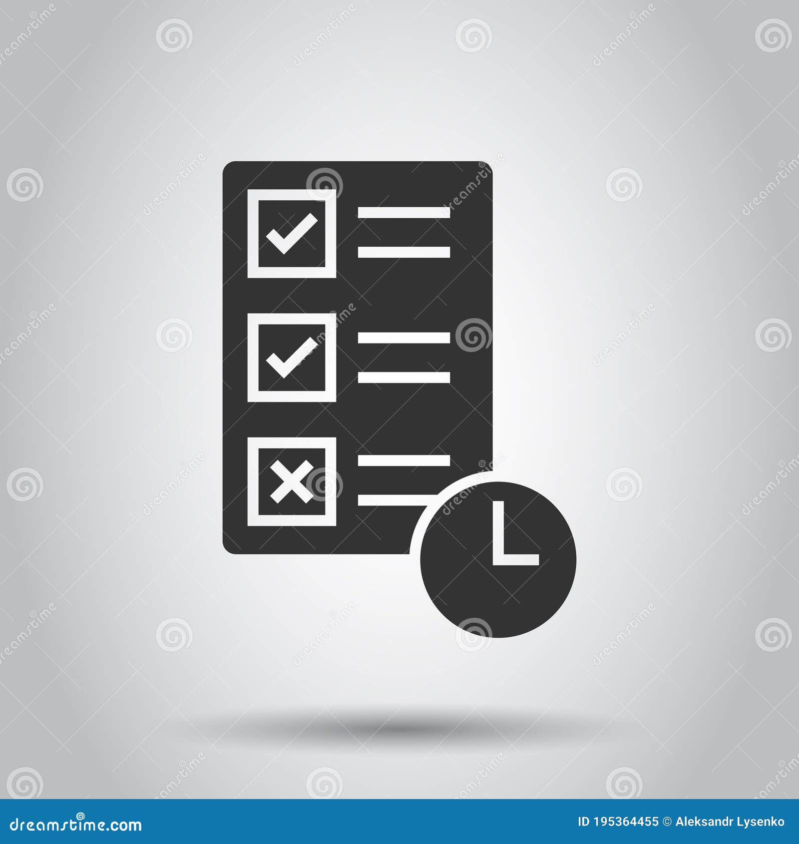 Contract Time Icon in Flat Style. Document with Clock Vector ...