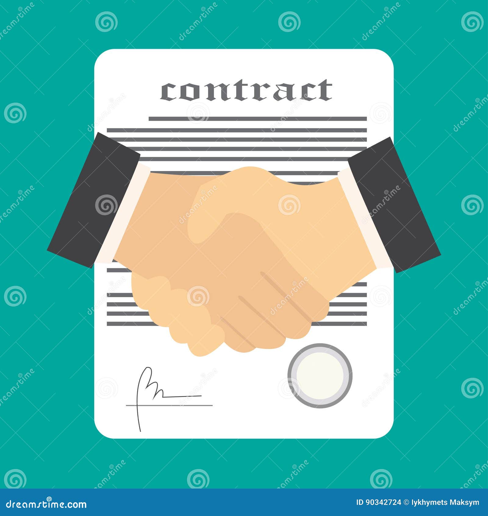 Contract Vector Icon in a Flat Style Isolated on a Colored Background ...