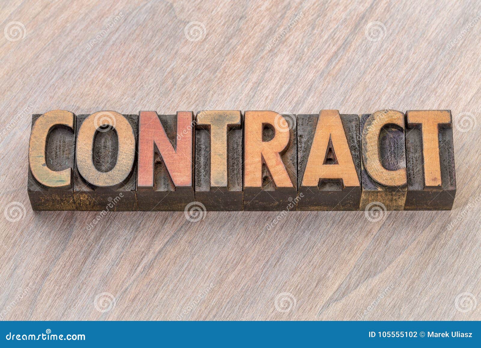 Contract Word Abstract in Wood Type Stock Photo - Image of legal ...