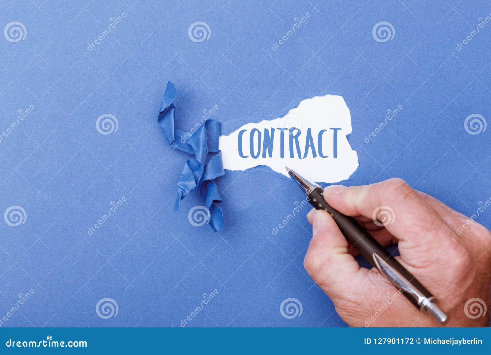 Contract Written on Ripped Piece of Paper Stock Photo - Image of word ...