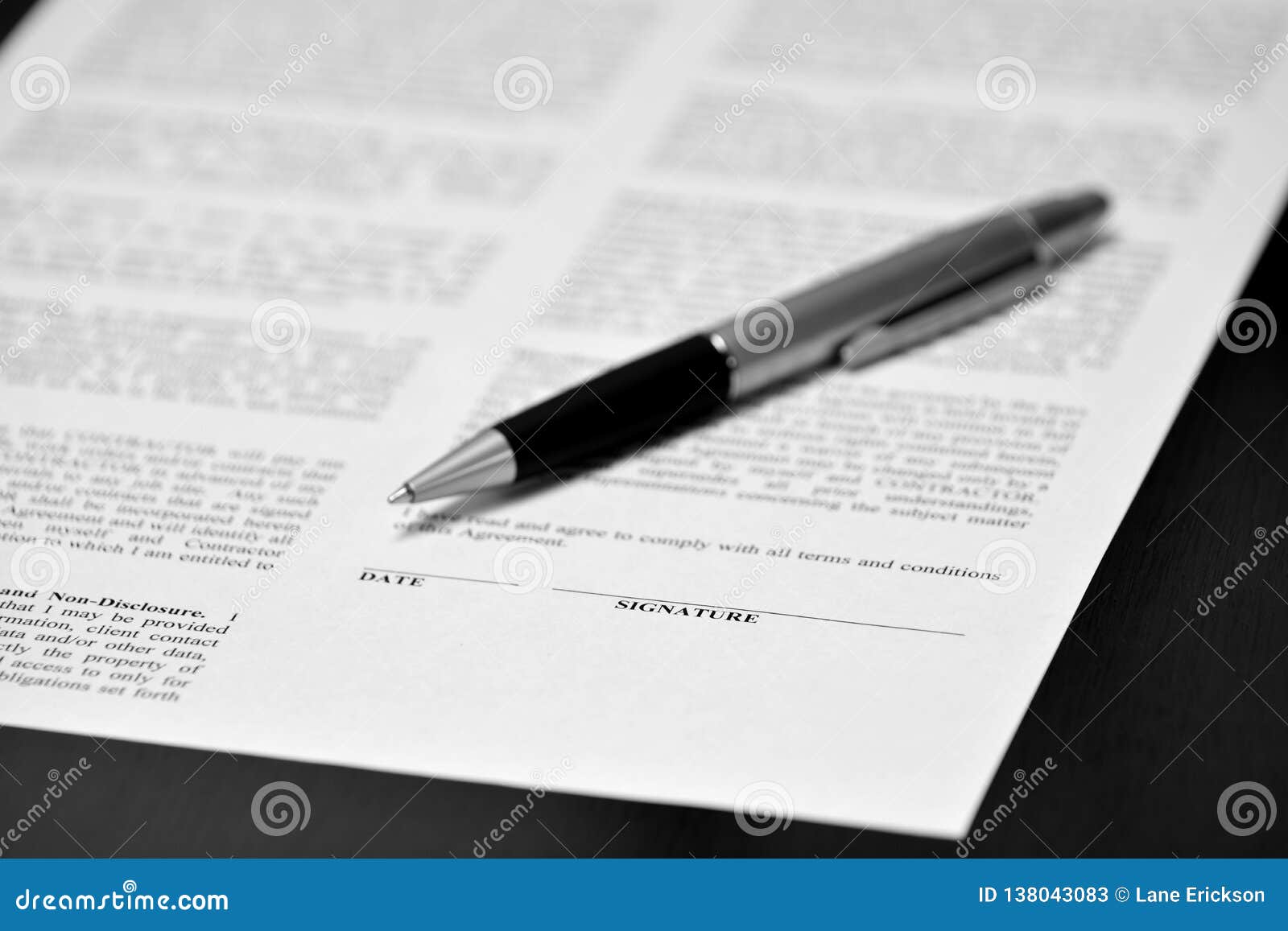 Contract Wtih Pen on Desk Business Transaction Stock Image - Image of ...