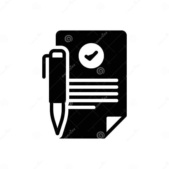 Black Solid Icon for Contracting, Agreement and Annexure Stock ...