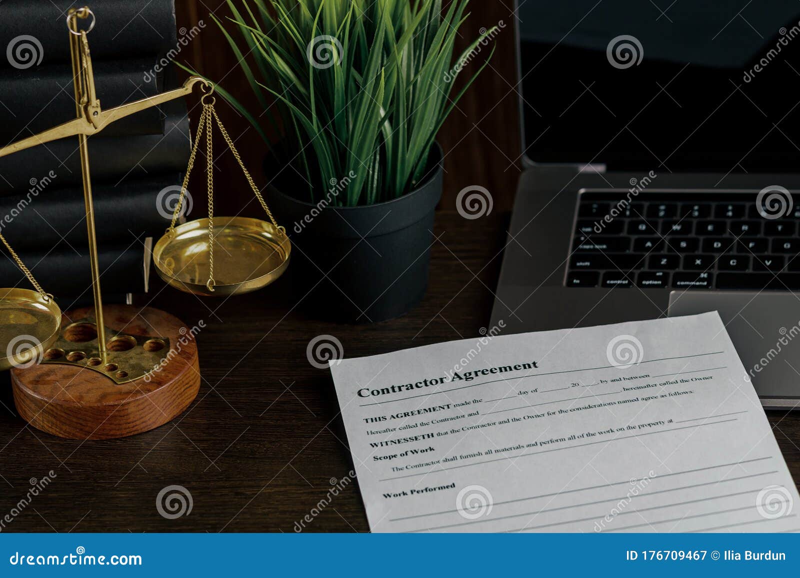 Contractor Agreement. Law and Judgement Concept. Stock Image - Image of ...