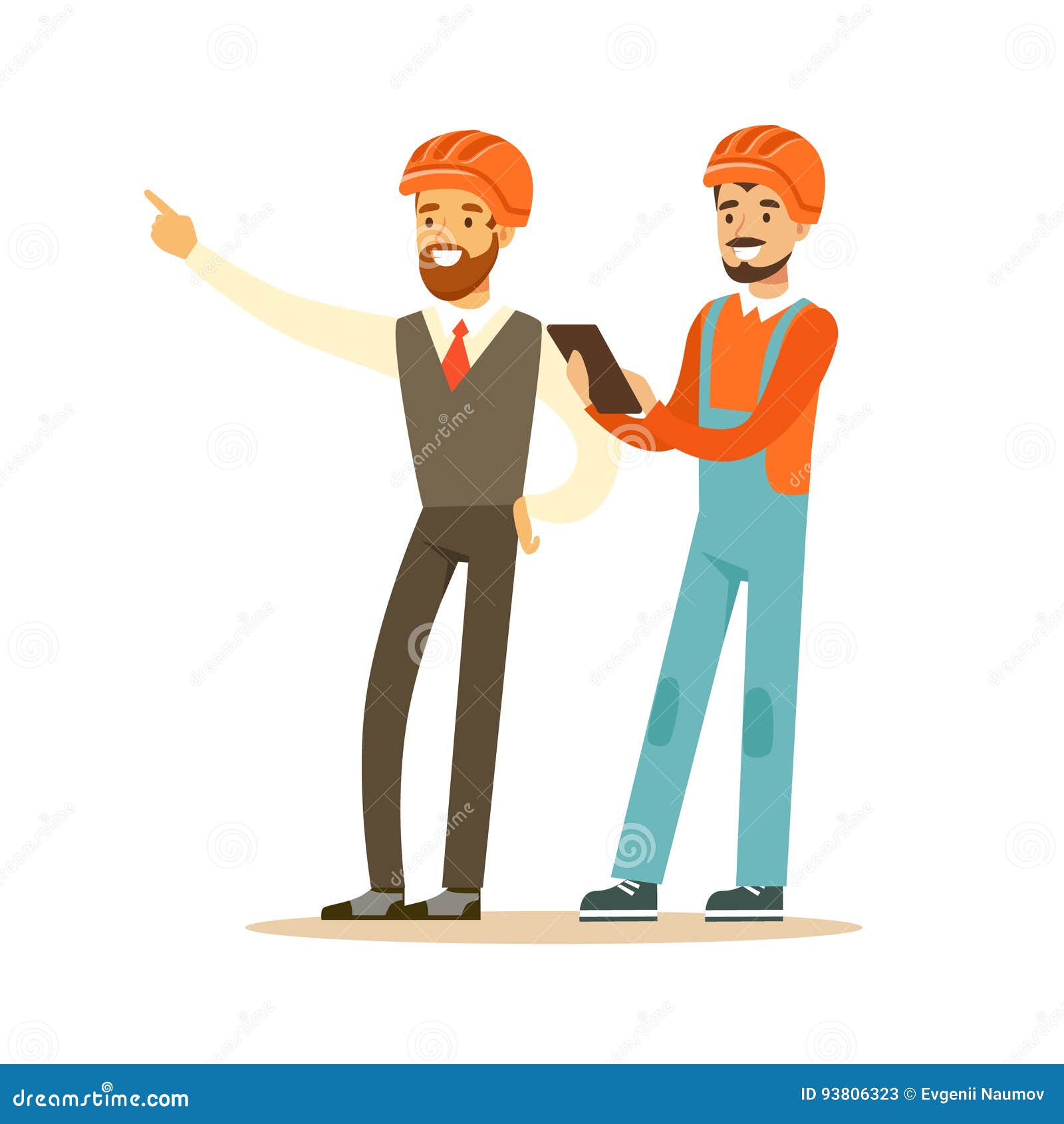 Contractor and Architect Discussing the Project, Colorful Characters ...