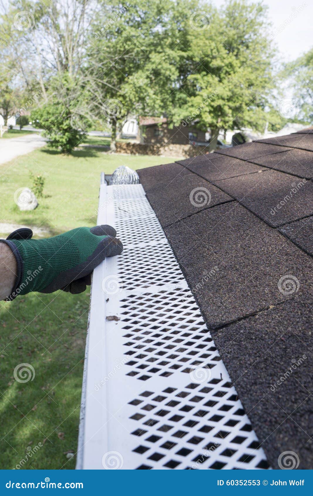 Contractor Checking Installation of Plastic Leaf Guards Stock Image ...