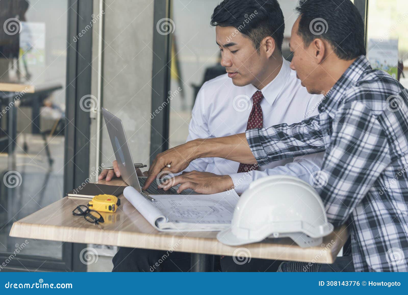 Contractor Construction Engineer Meeting Talking Together on Architect ...