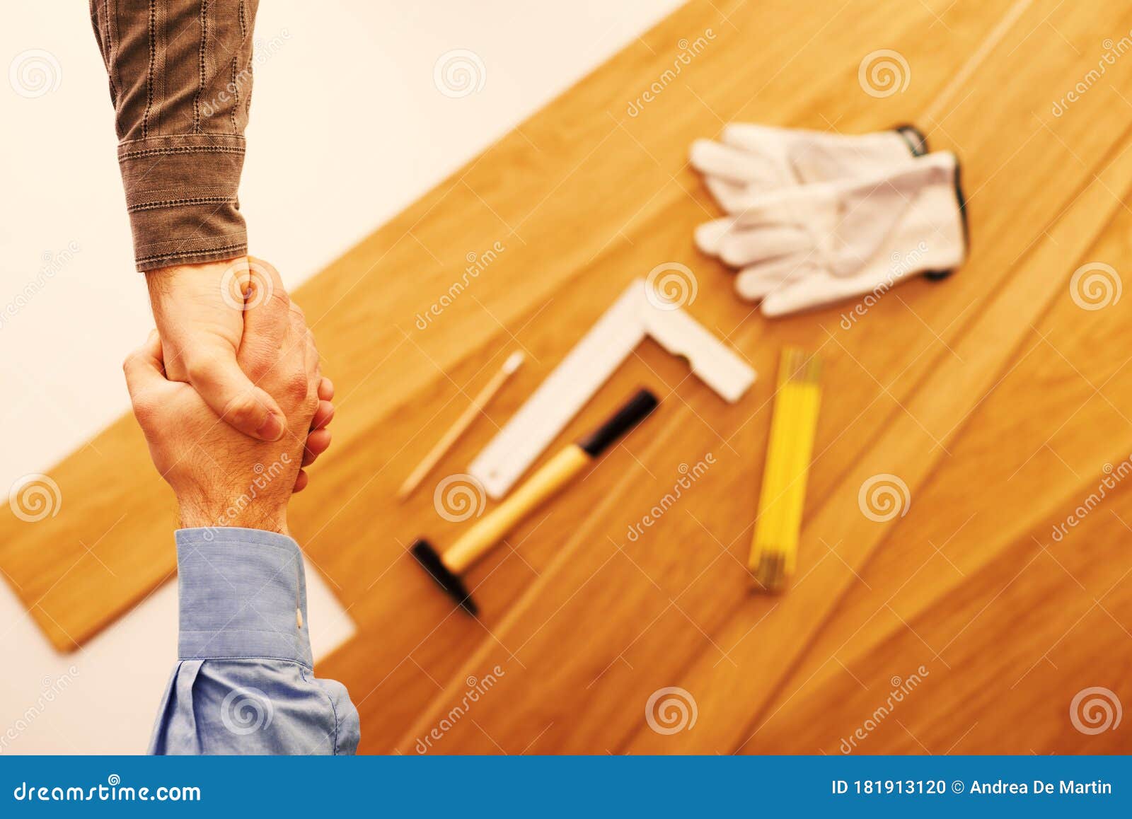 Contractor and Customer Shaking Hands Stock Photo - Image of floor ...