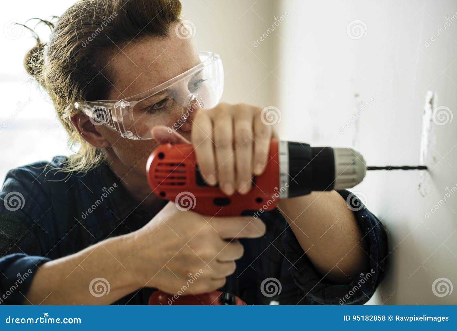 Contractor Handyman Working and Using Screwdriver Stock Photo - Image ...