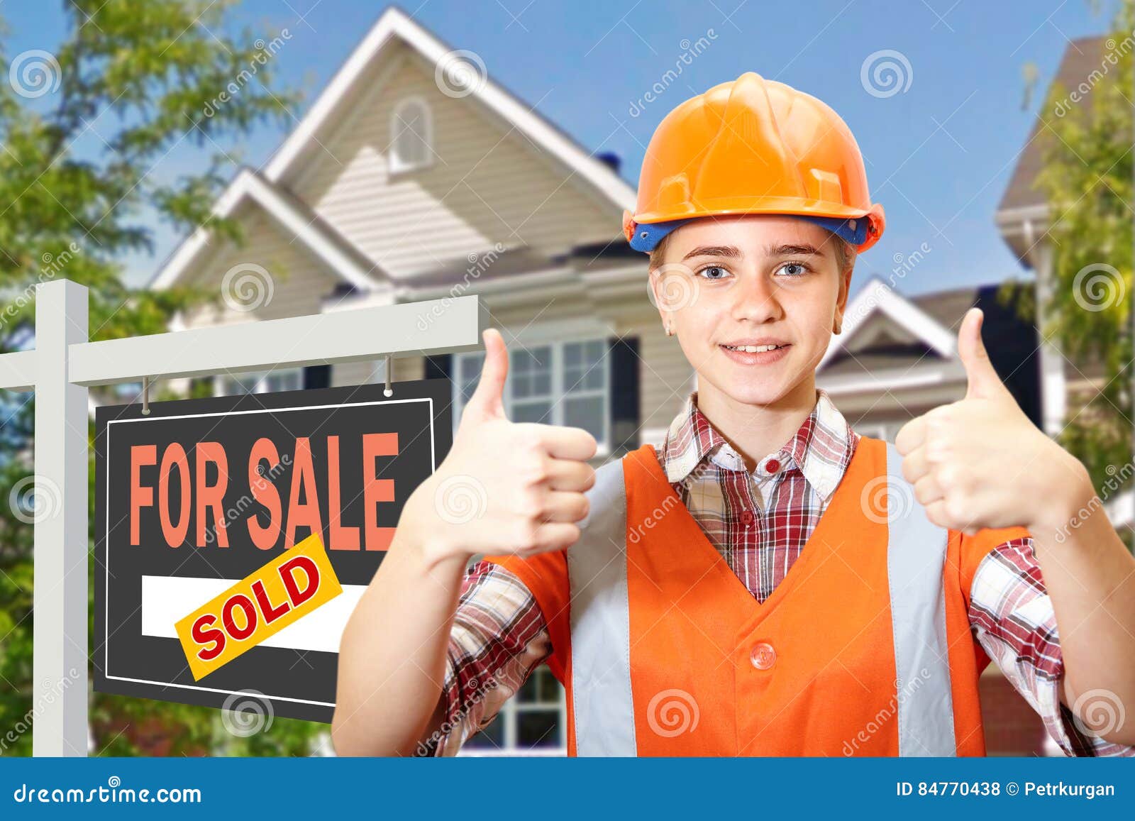 Contractor and Home for Sale Stock Photo - Image of living, entrance ...