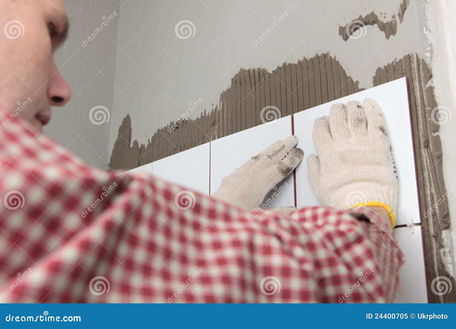 Contractor Installing Tiles Stock Image - Image of wall, tiles: 24400705