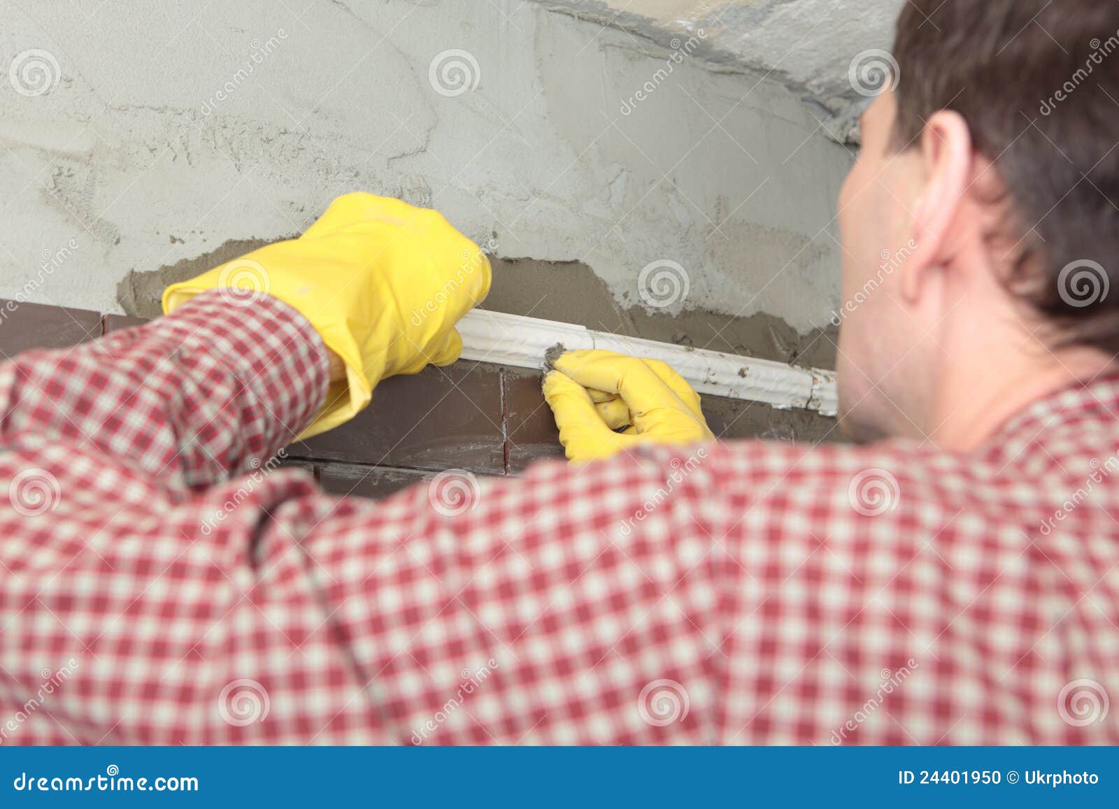 Contractor Installing Tiles Stock Photo - Image of installation ...