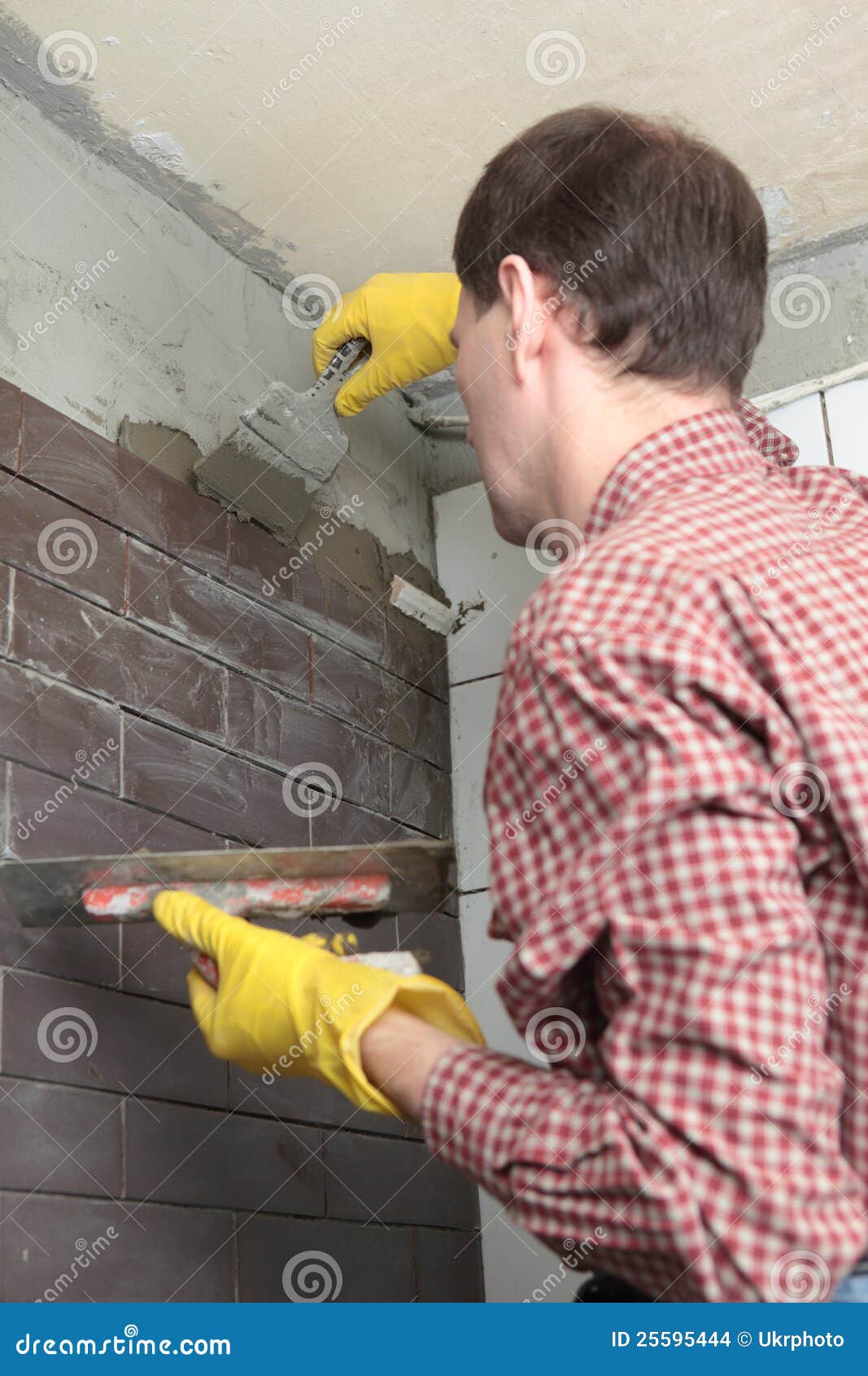 Contractor Installing Tiles Stock Photo - Image of wall, person: 25595444
