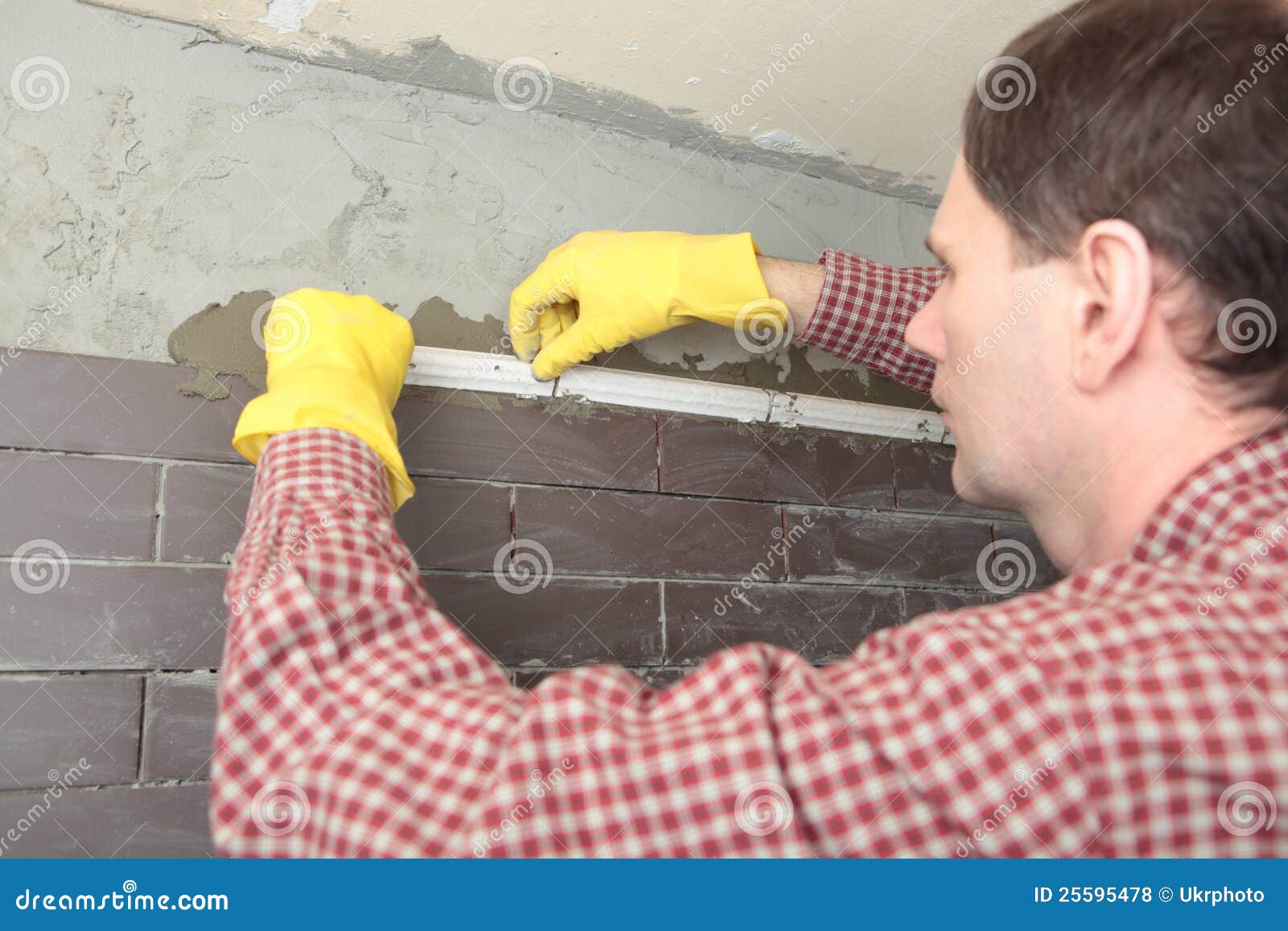 Contractor Installing Tiles Stock Photo - Image of putty, person: 25595478
