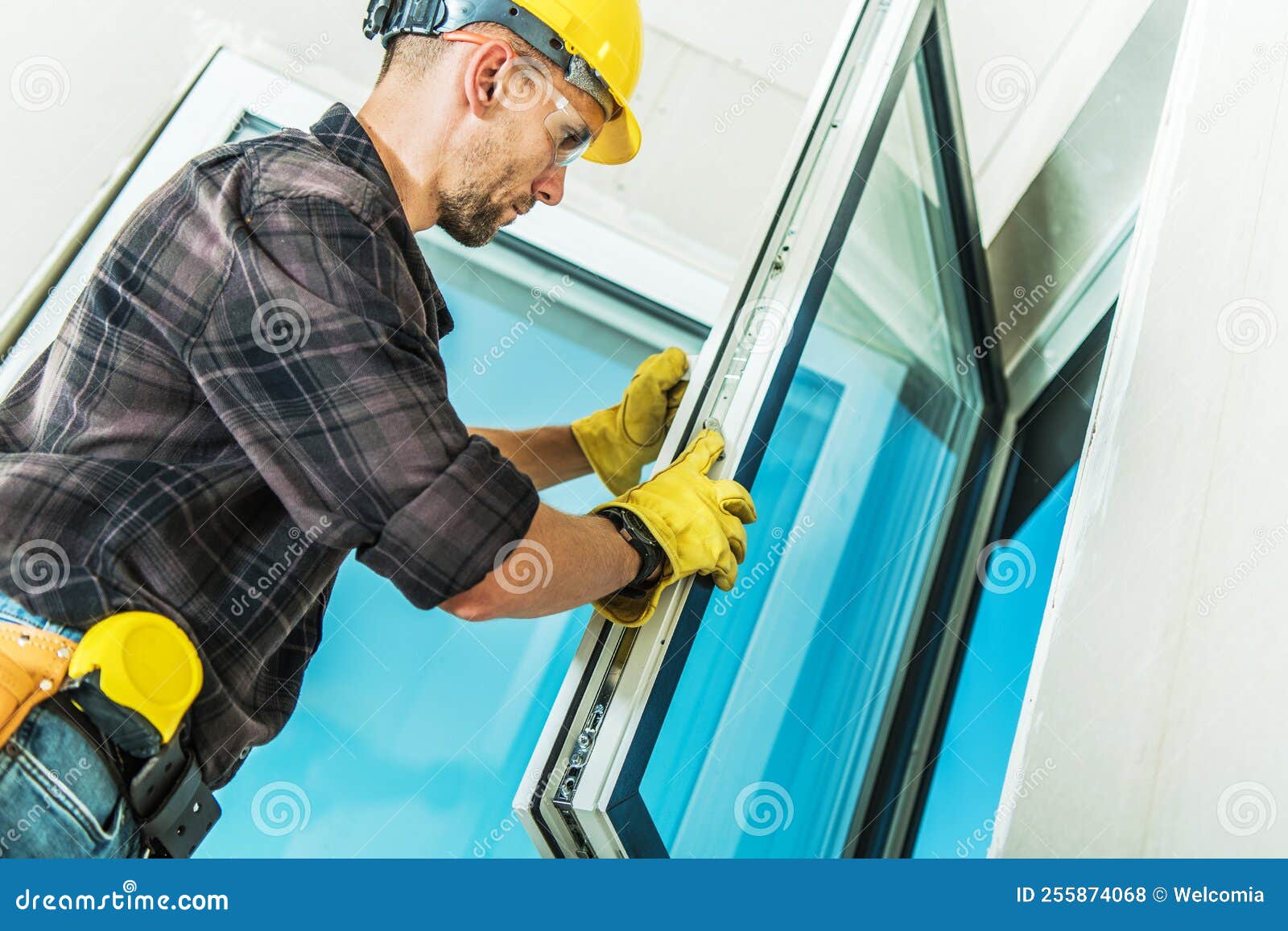 Contractor Installing the Window Stock Photo - Image of fresh, window ...
